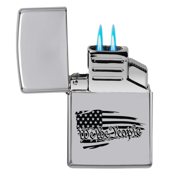 Dual Flame Torch Lighter We The People American Flag (Chrome) - Walmart.com