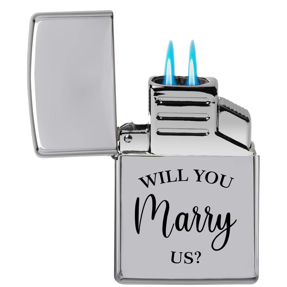 Dual Flame Torch Lighter Will You Marry Us Officiant Proposal (Chrome ...
