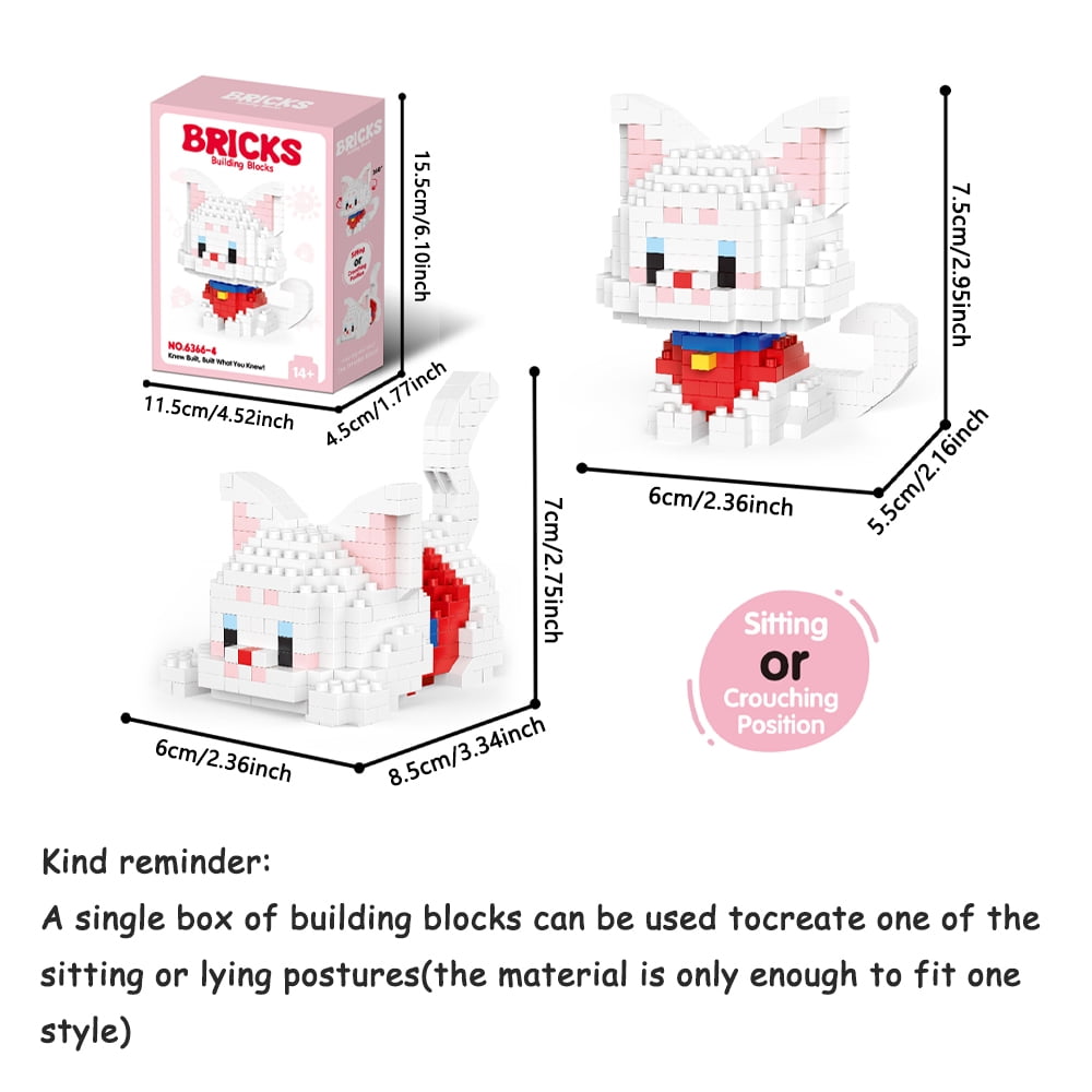 Dual Form Cat Shape Pet Series Model Micro Mini Building Blocks Toys ...
