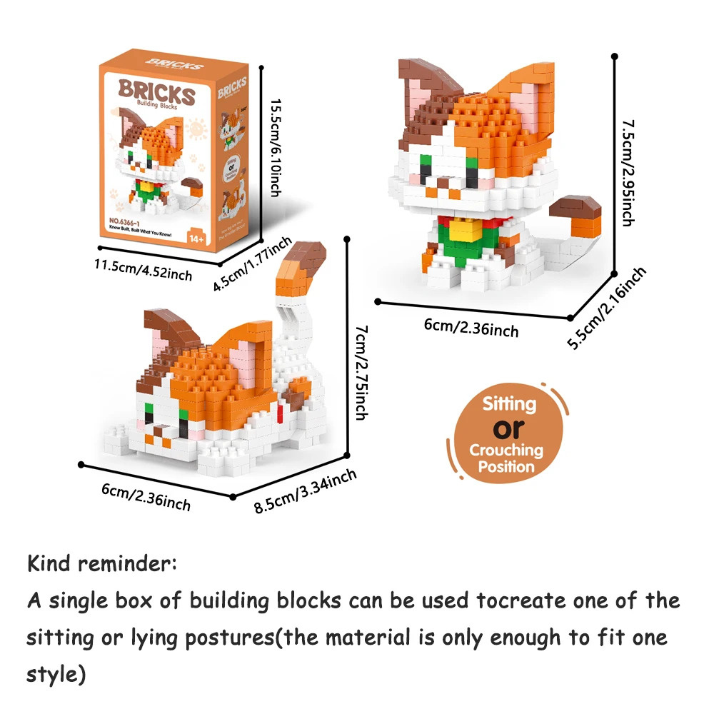 Dual Form Cat Shape Pet Series Model Micro Mini Building Blocks Toys ...