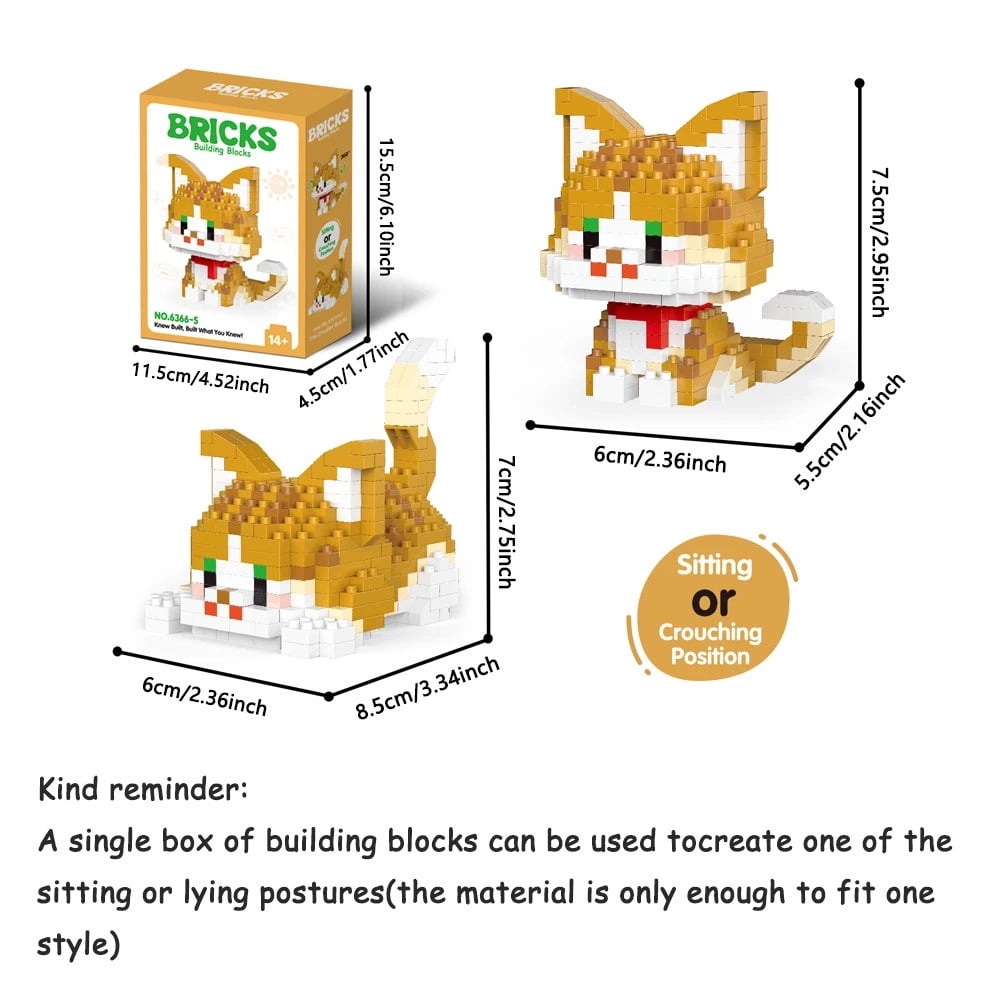 Dual Form Cat Shape Pet Series Model Micro Mini Building Blocks Toys ...