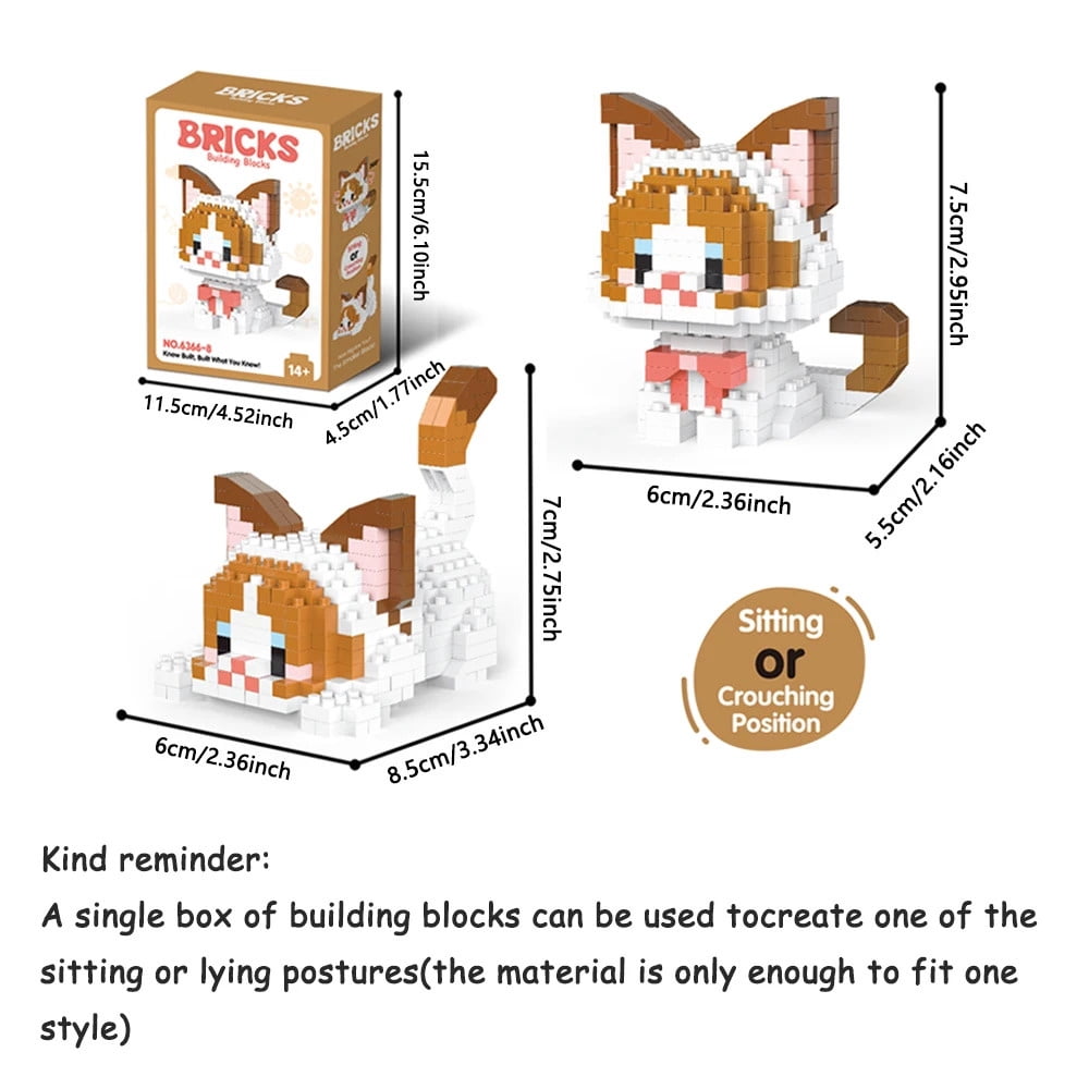 Dual Form Cat Shape Pet Series Model Micro Mini Building Blocks Toys ...