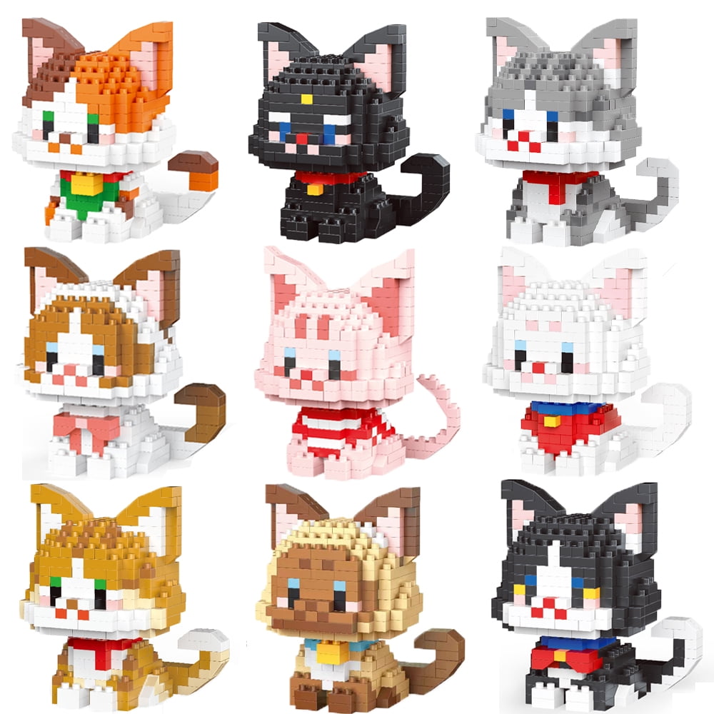 Dual Form Cat Shape Pet Series Model Micro Mini Building Blocks Toys ...