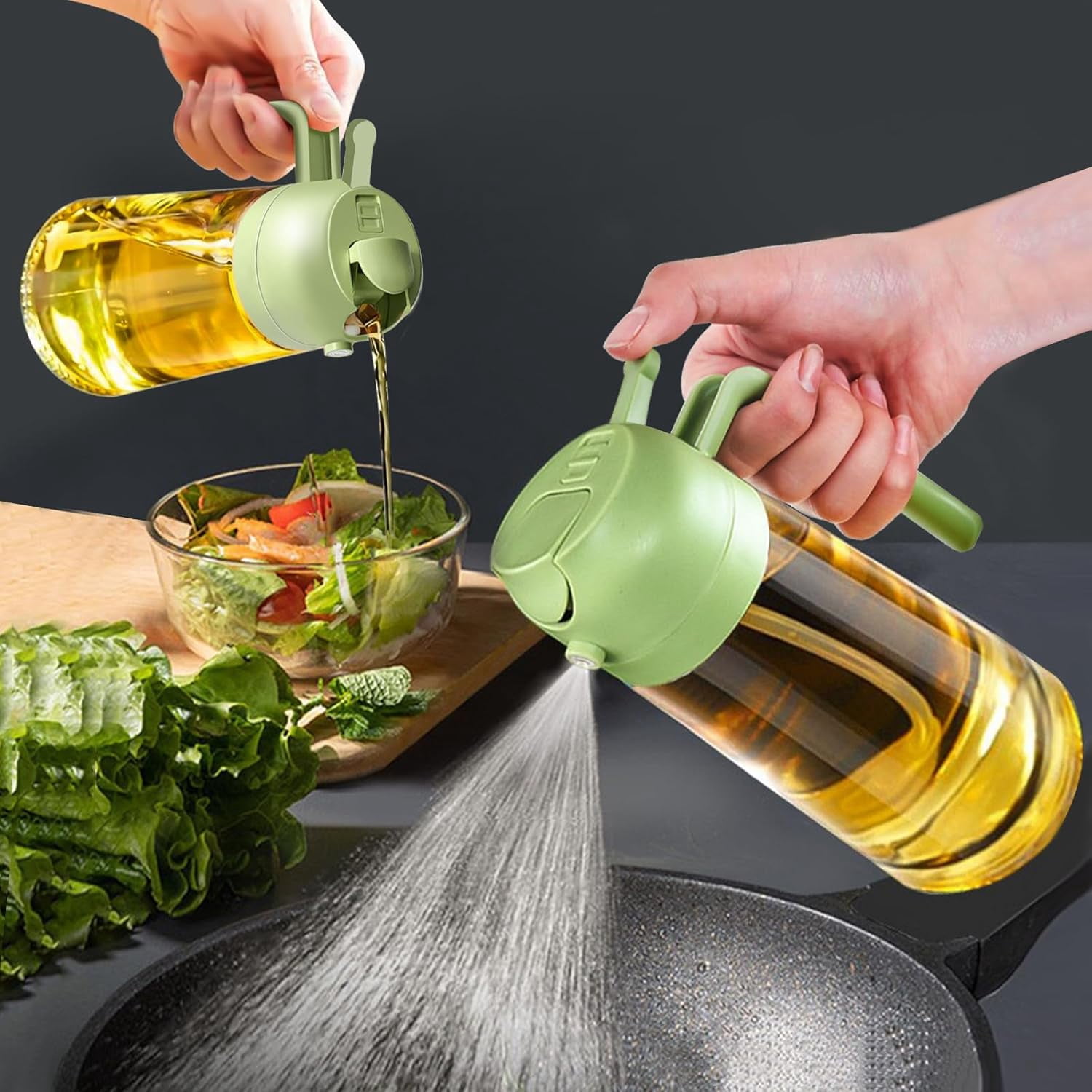 Dual-Function 16oz Premium Glass Oil Sprayer - Walmart.com