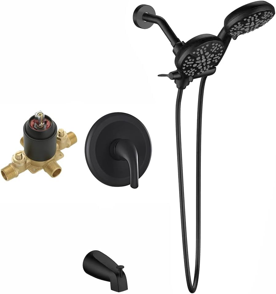 Dual-Function Shower Faucet Set with Tub Spout Bathroom 35 Setting Dual ...