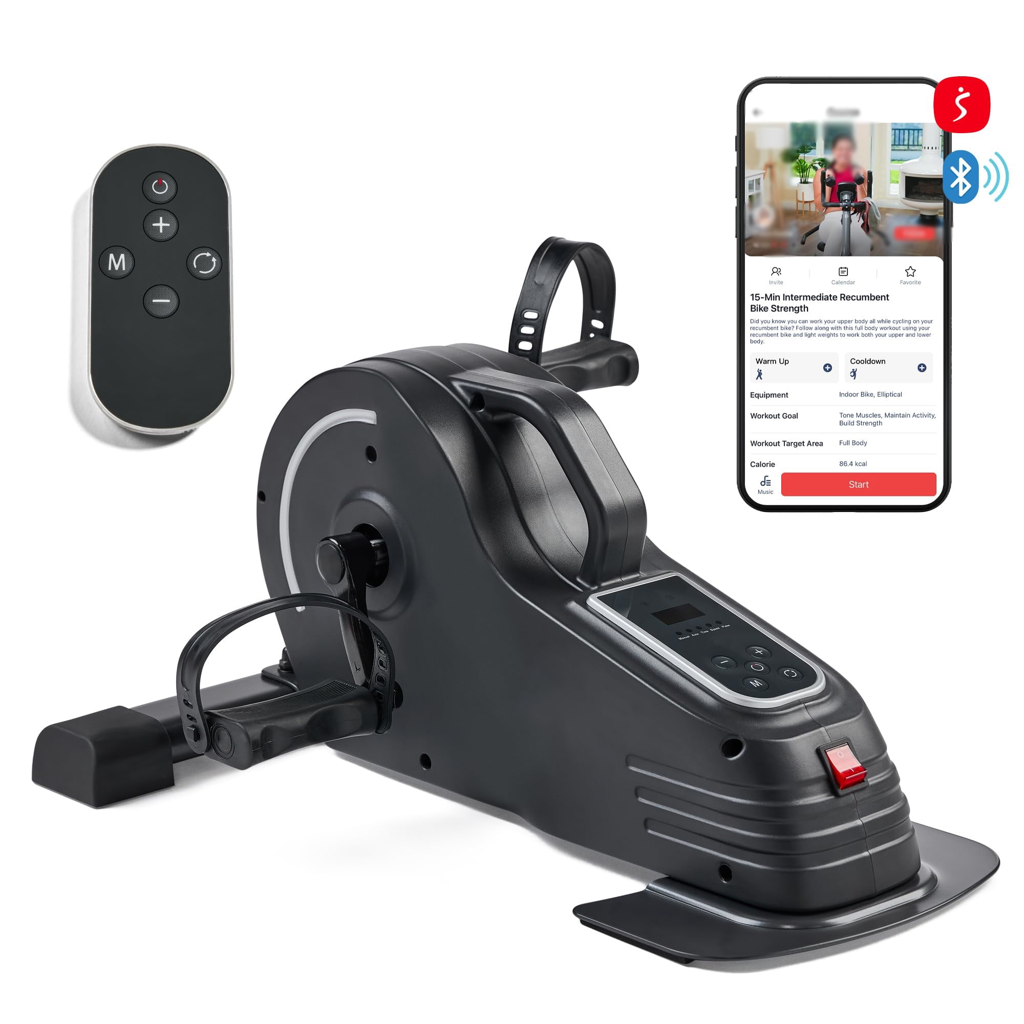 Dual Function Under Desk Pedal Exerciser, Portable Indoor Cardio Mini ...