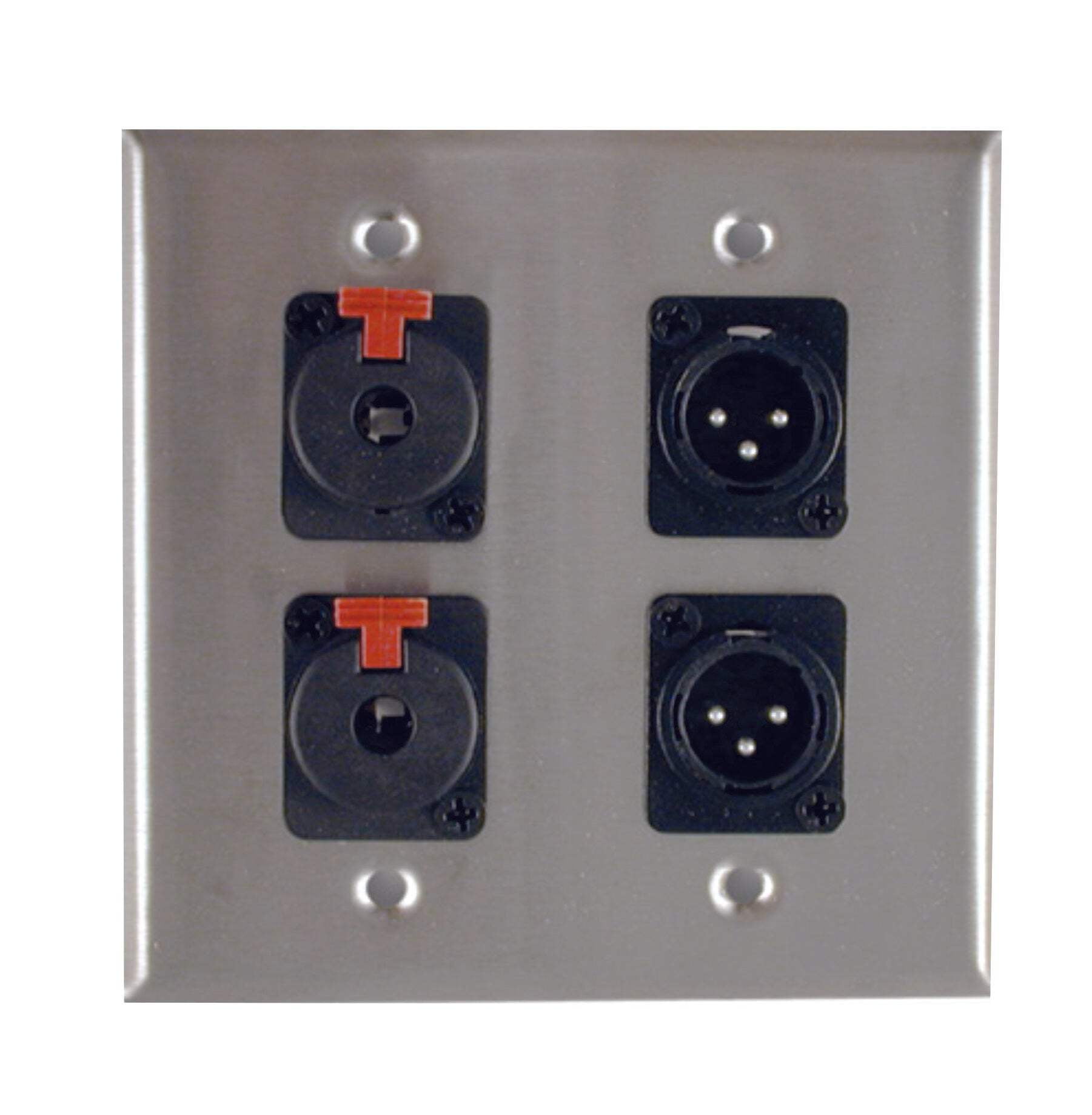 Dual Gang Stainless Steel Wall Plates with Two XLR Male/Two TRS Female ...