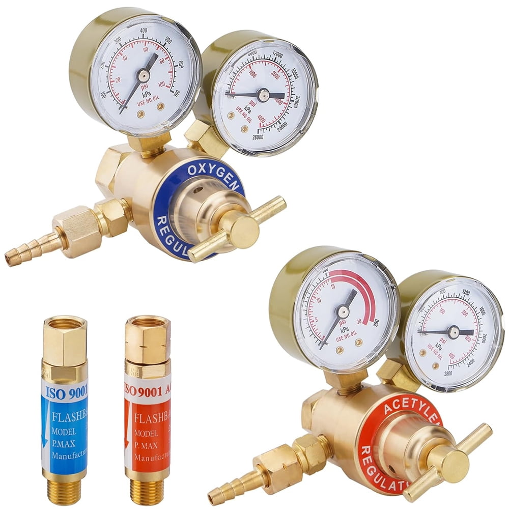 Biltek Dual Gauge Oxygen & Acetylene Solid Brass Regulator for Welding ...