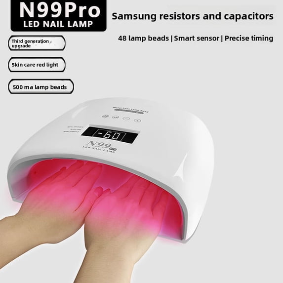 Dual Hand Nail Lamp with Skin Care Red Light - LED Manicure Dryer for ...