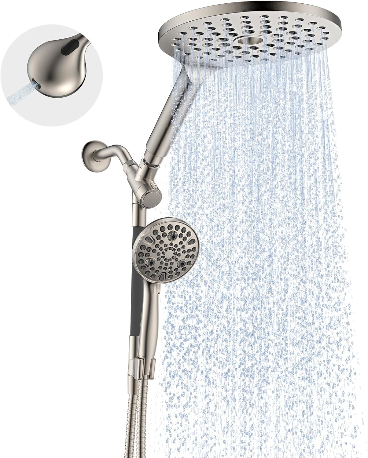 Dual Handheld Shower Head Combo, 2-in-1 Rain Shower Heads System 8 Inch ...