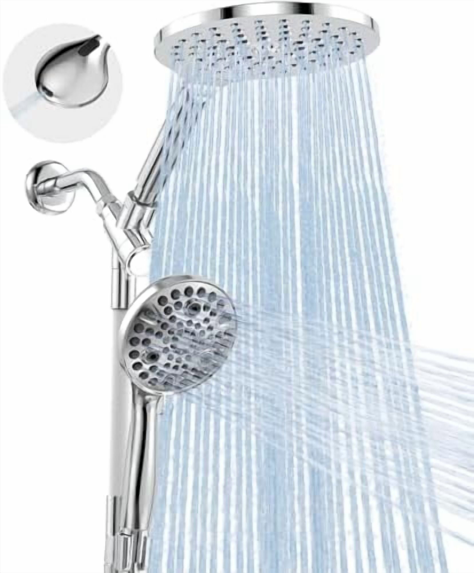 Dual Handheld Shower Head Combo, 2-in-1 Rain Shower Heads System 8 Inch ...