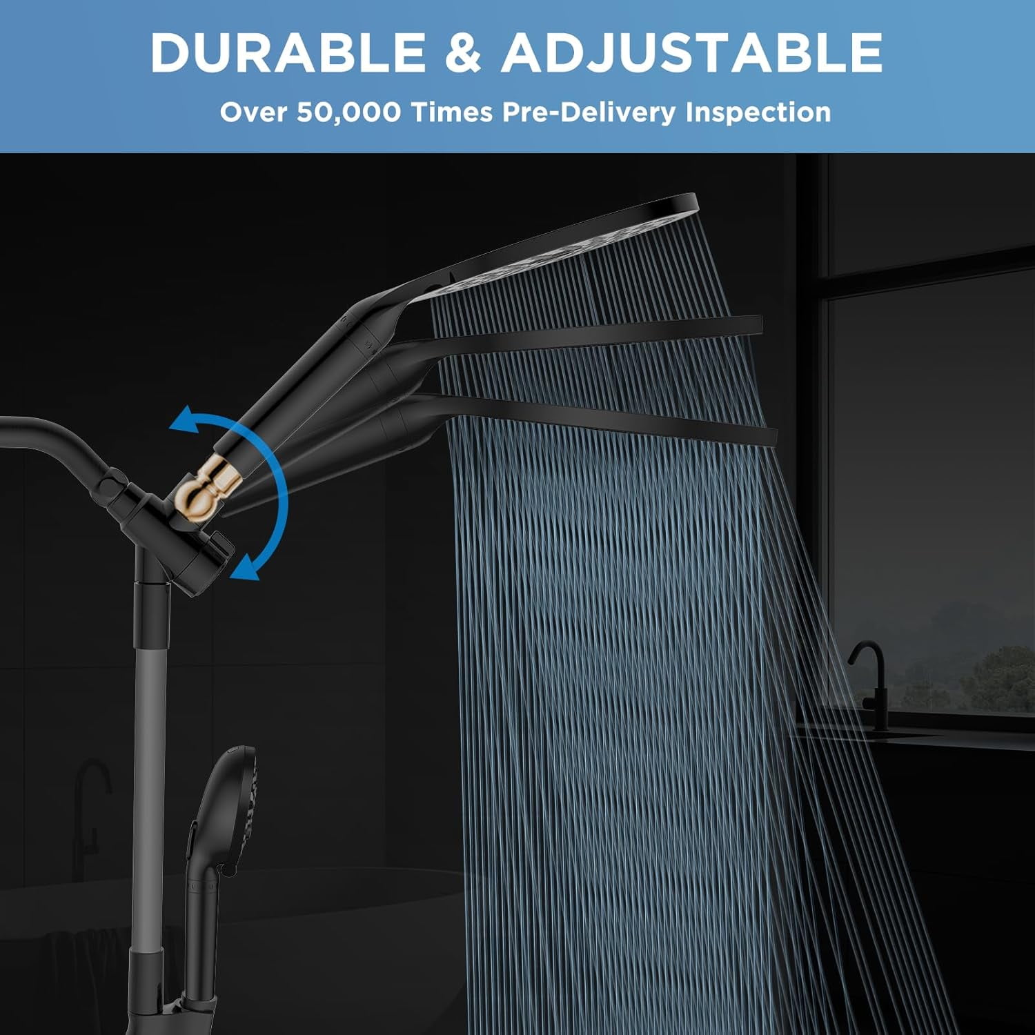Dual Handheld Shower Head Combo, 2-in-1 Rain Shower Heads System 8 Inch Rainfall Shower Head and ...