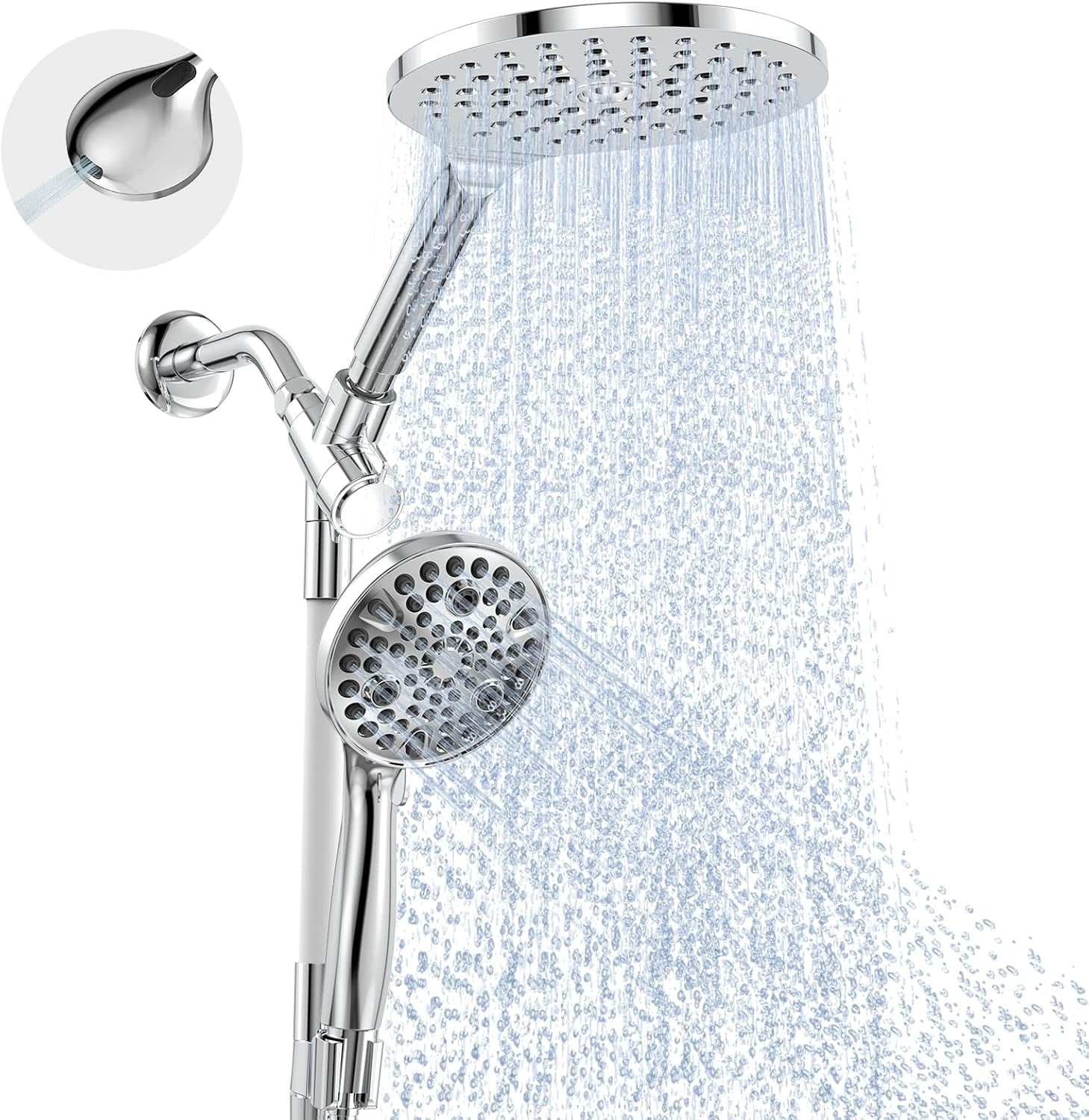 Dual Handheld Shower Head Combo, 2-in-1 Rain Shower Heads System 8 Inch ...