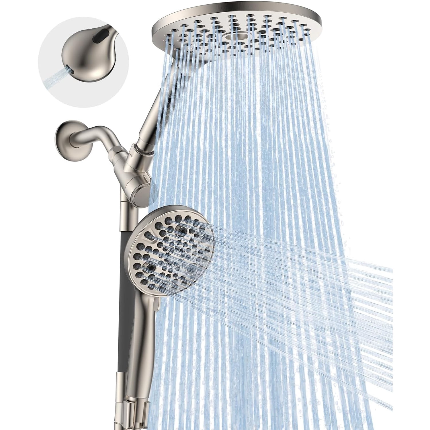 Dual Handheld Shower Head Combo, 2-in-1 Rain Shower Heads System 8 Inch ...
