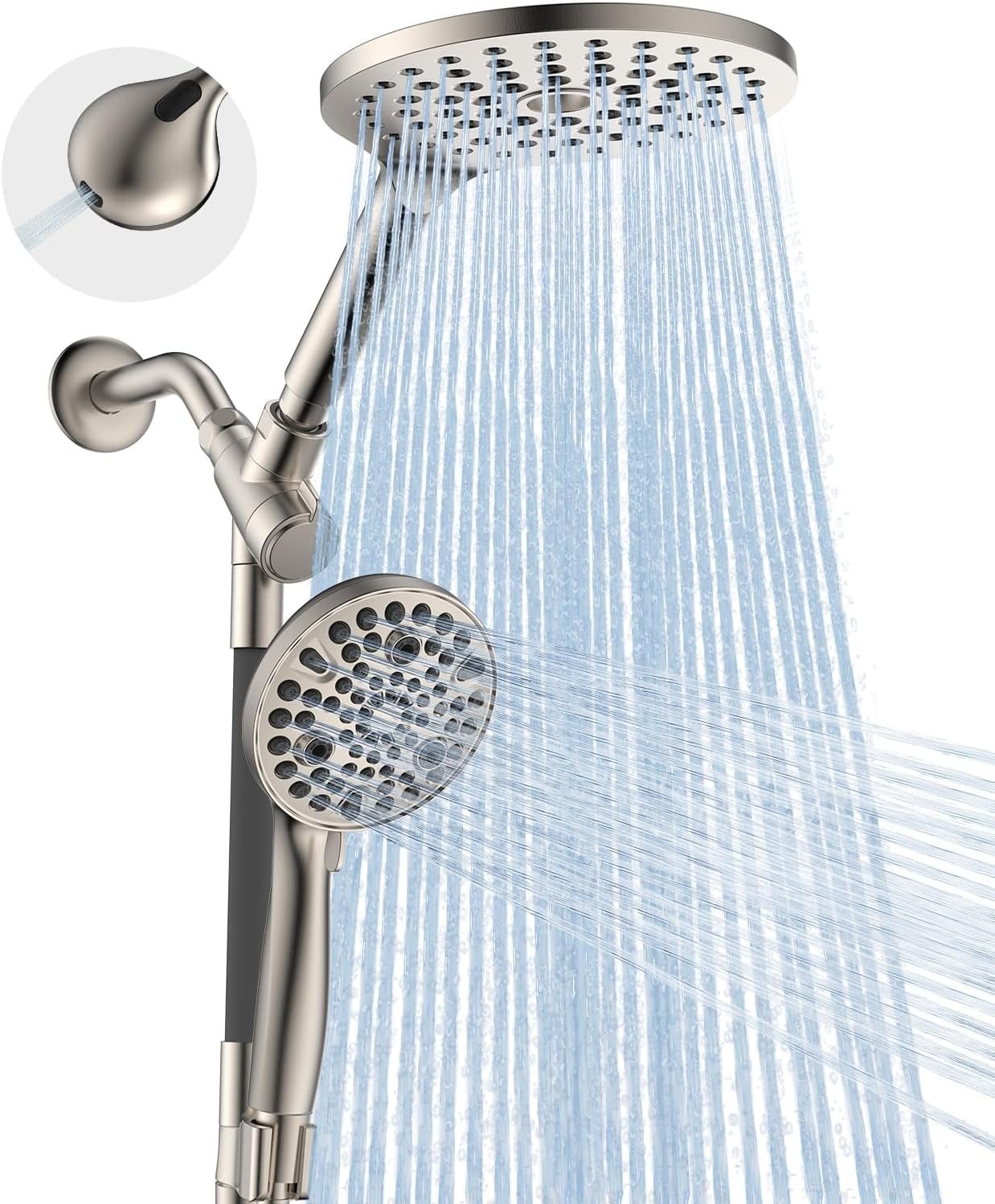 Dual Handheld Shower Head Combo, 2-in-1 Rain Shower Heads System 8 Inch ...