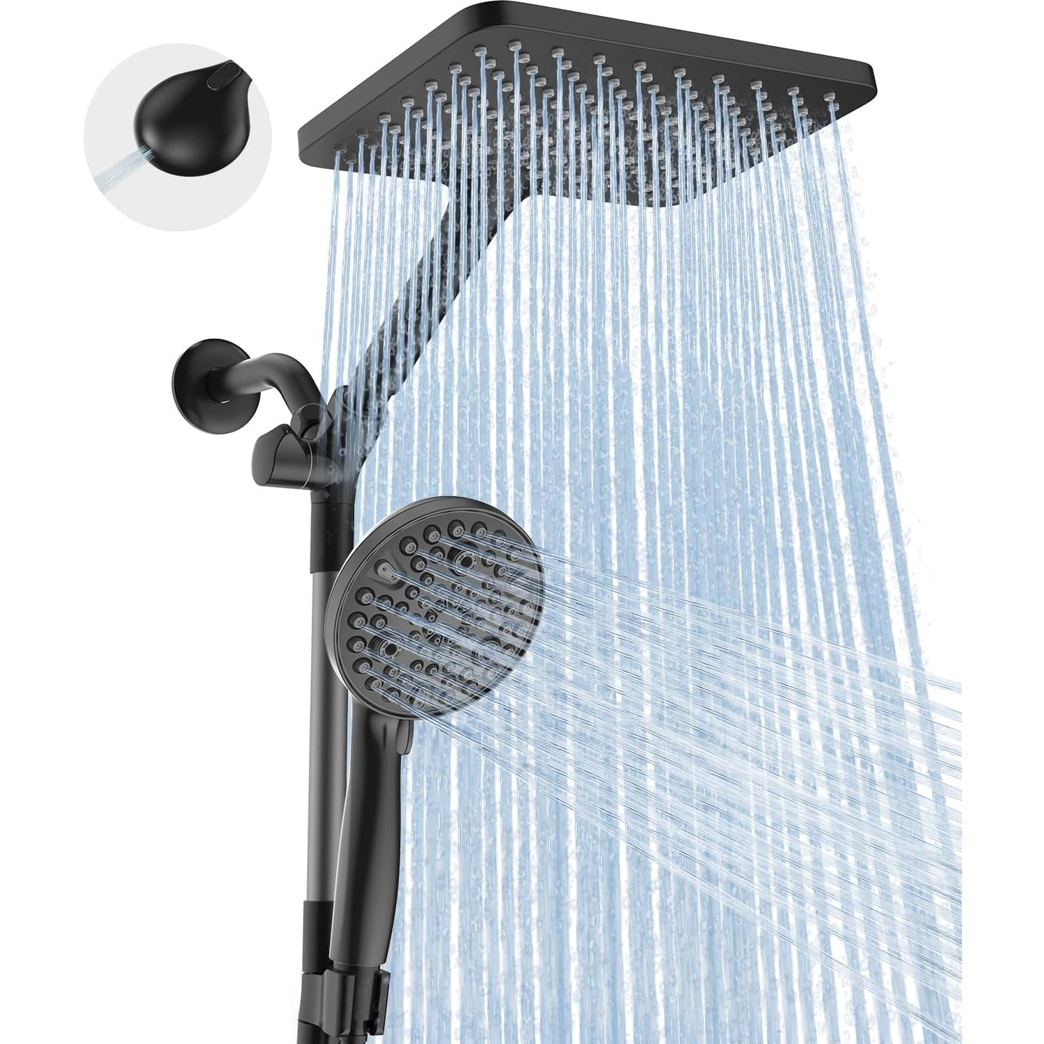 Dual Handheld Shower Head Combo, 2-in-1 Rain Shower Heads System Wide ...