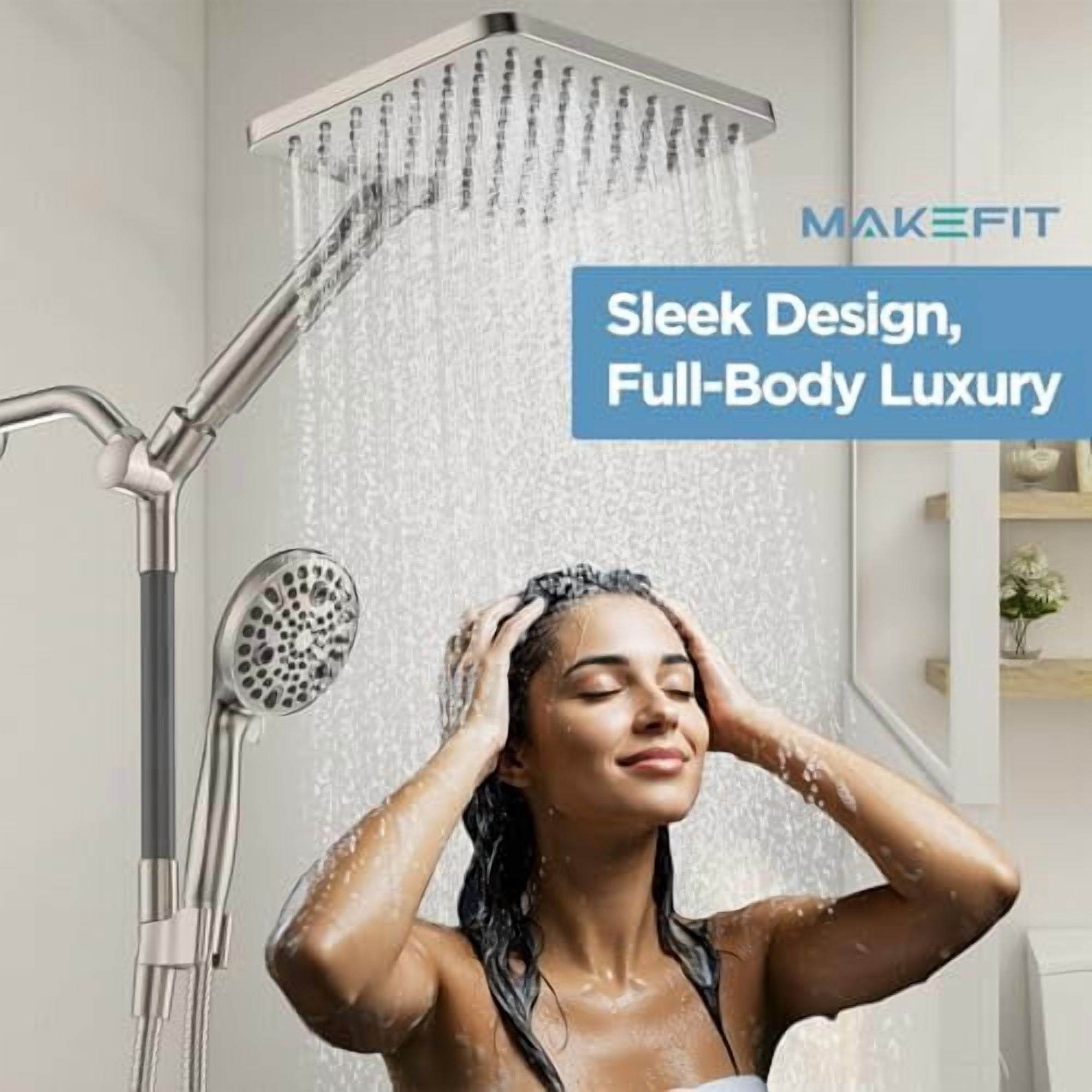 Dual Handheld Shower Head Combo, 2-in-1 Rain Shower Heads System Wide ...