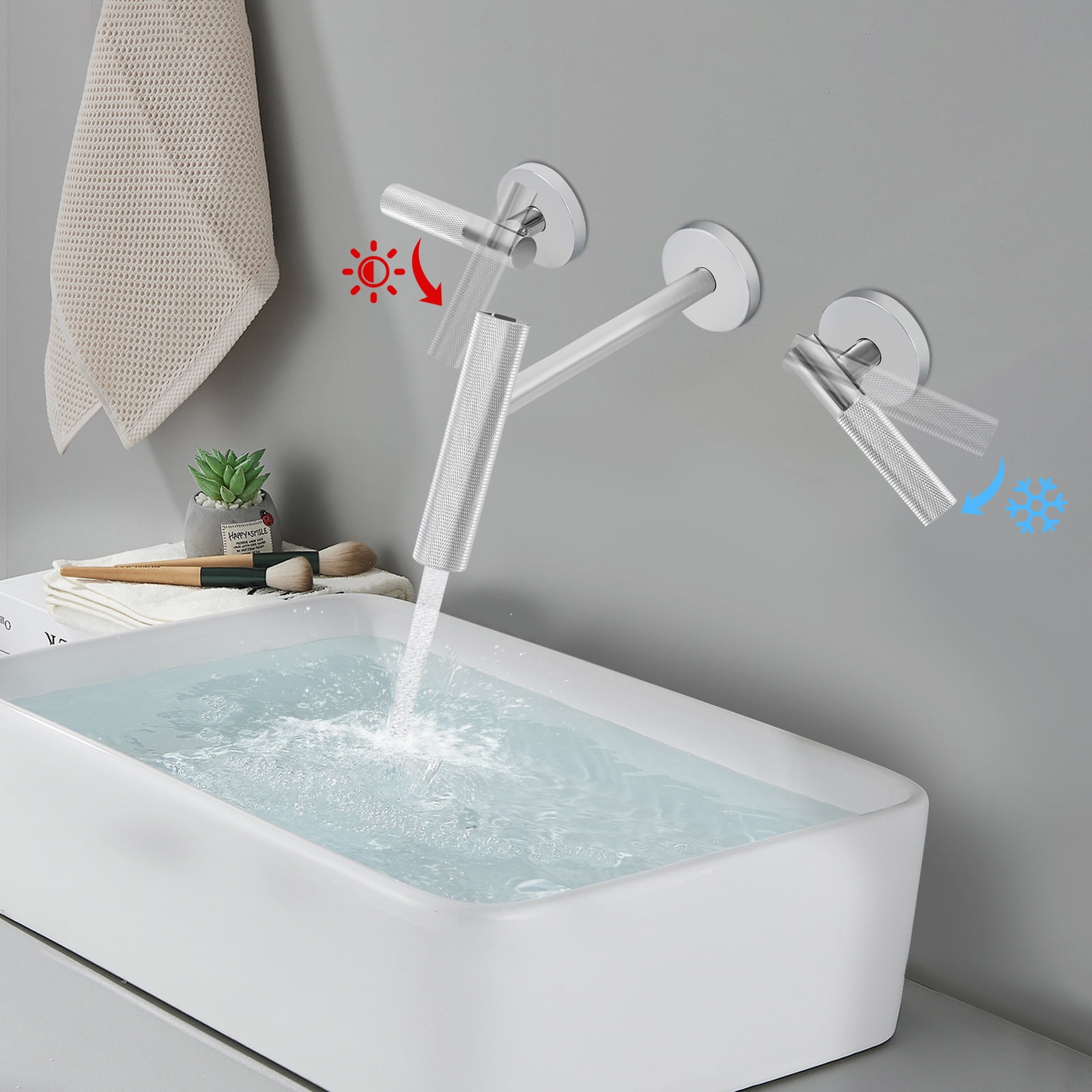 Dual Handle Wall Faucet Kit, Includes Decorative Covers & NPT1/2 ...