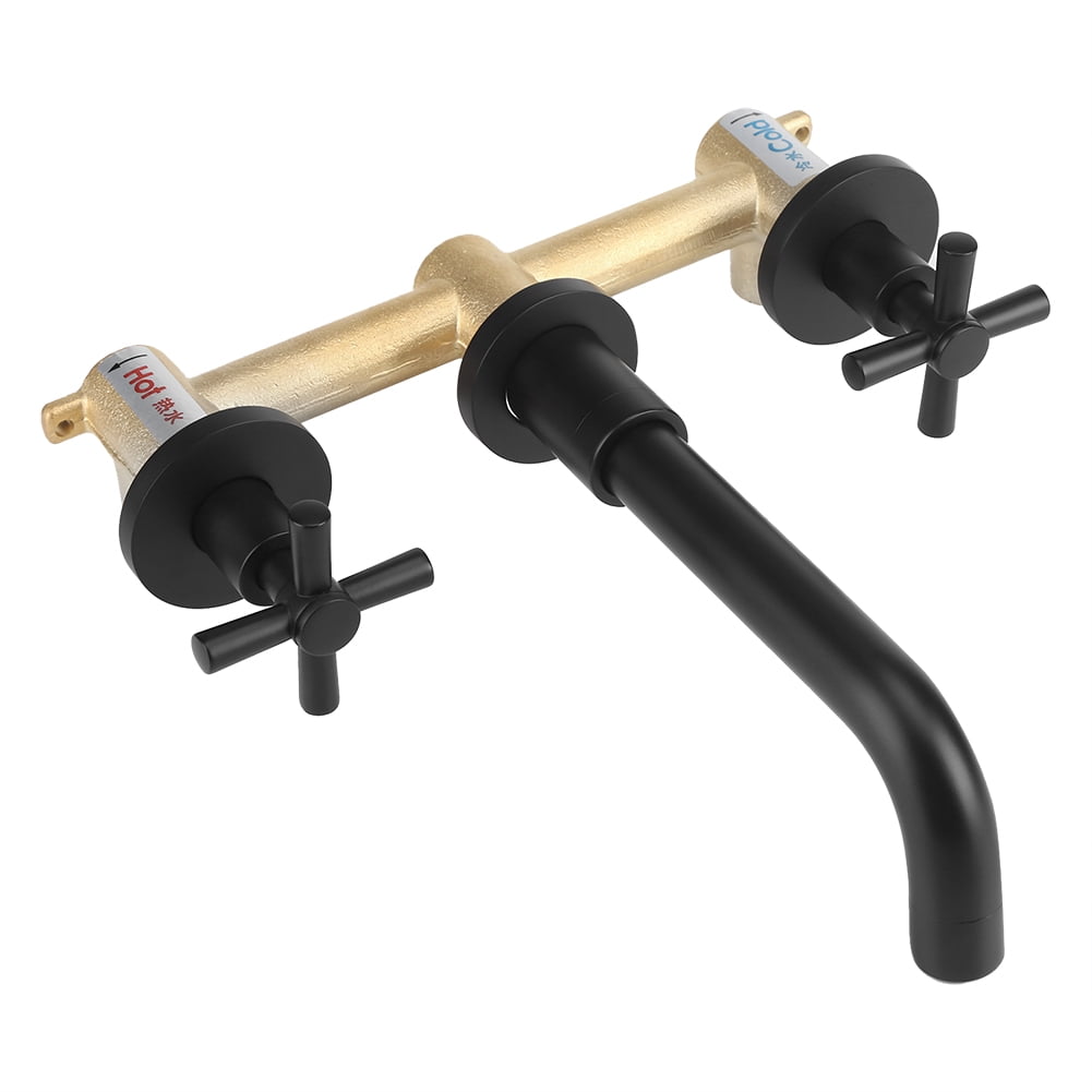 Dual Handle Wall-Mounted Cold & Hot Water Mixer Tap for Kitchen and ...