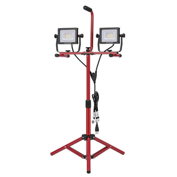 Dual Head 64-Watt 6000 Lumens LED Work Lights with Adjustable Tripod ...