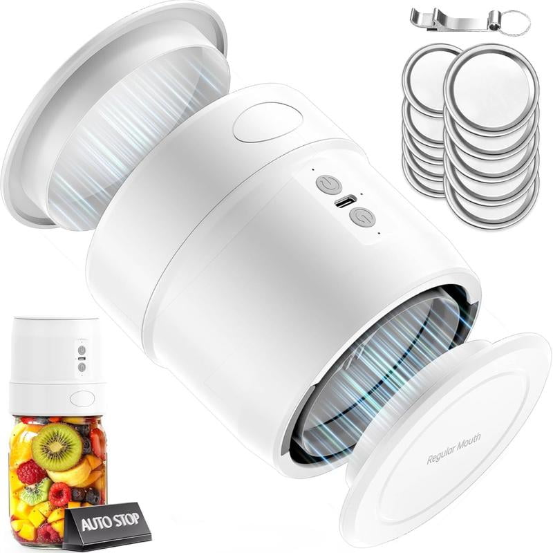 Dual-Head Auto-Stop Canning Kit with Dust Cover, 5×Wide Mouth & 5× ...