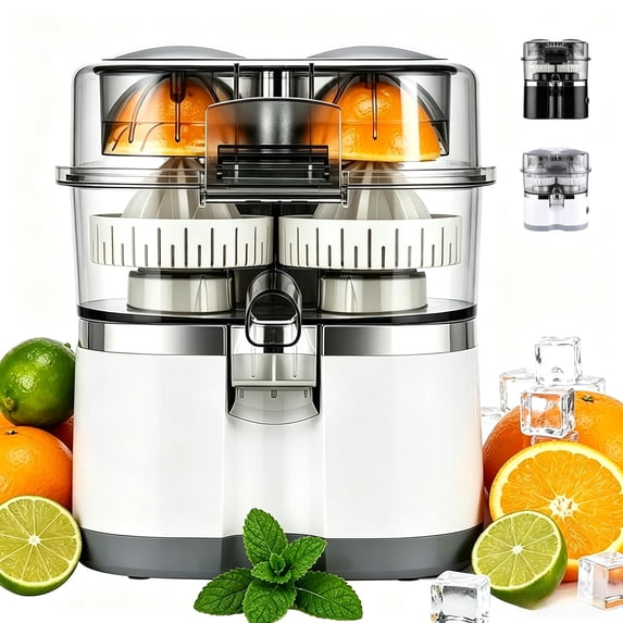 Dual-Head Automatic Citrus Juicer, 1-Button Juicer Machine, Detachable ...