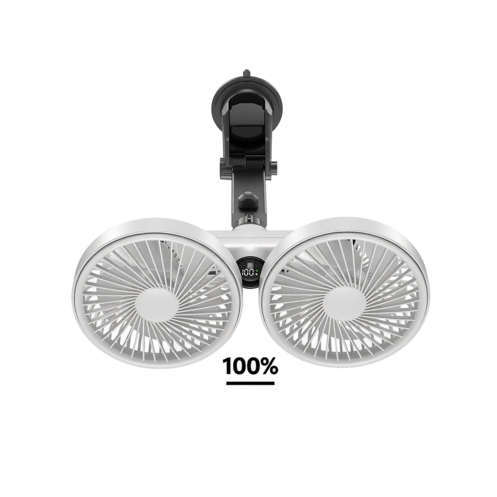 Dual Head Car Fan for Back Seat with Digital Screen, Adjustable Wind ...