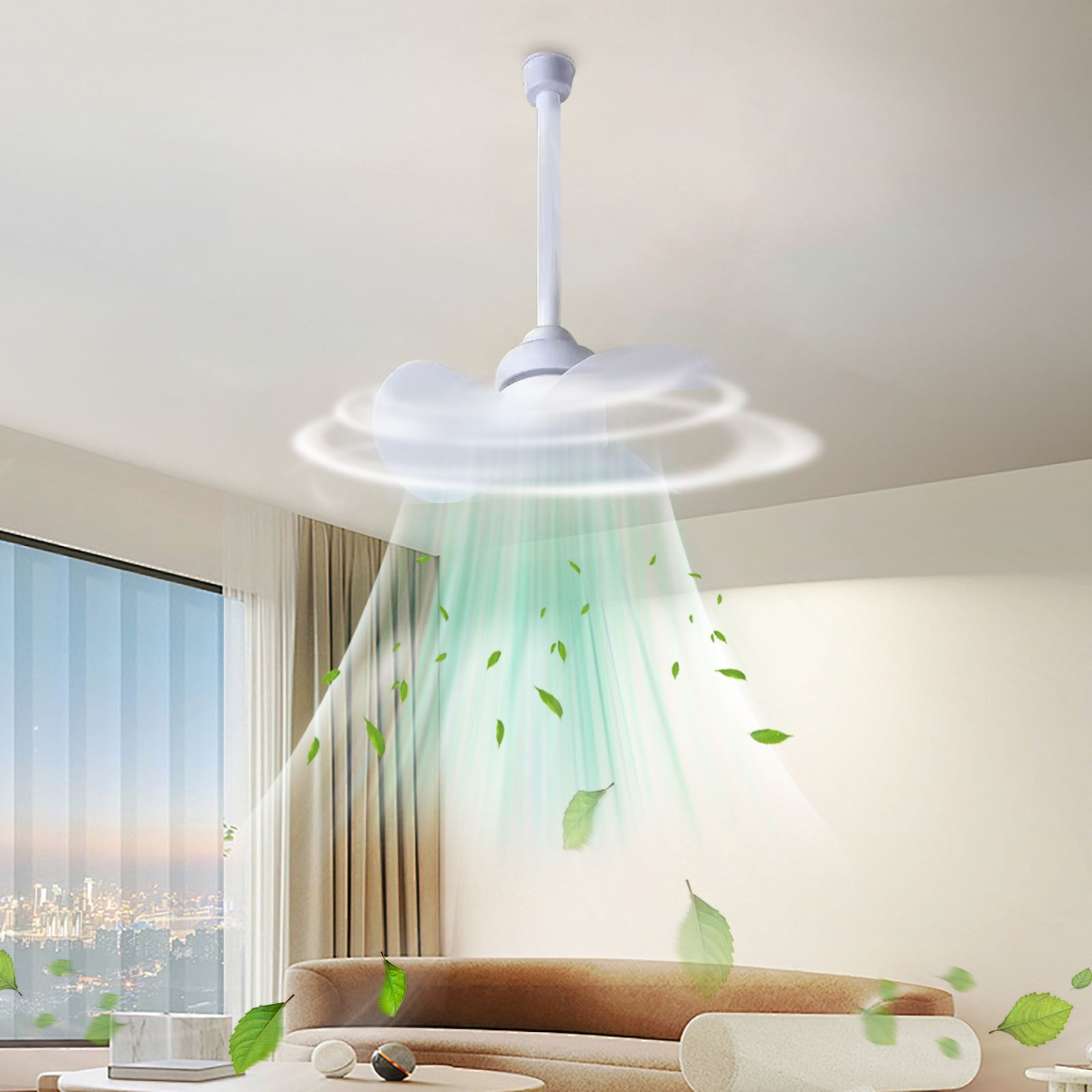 Dual Head Ceiling Fan, Adjustable Oscillation, 3-Speed Quiet Motor ...