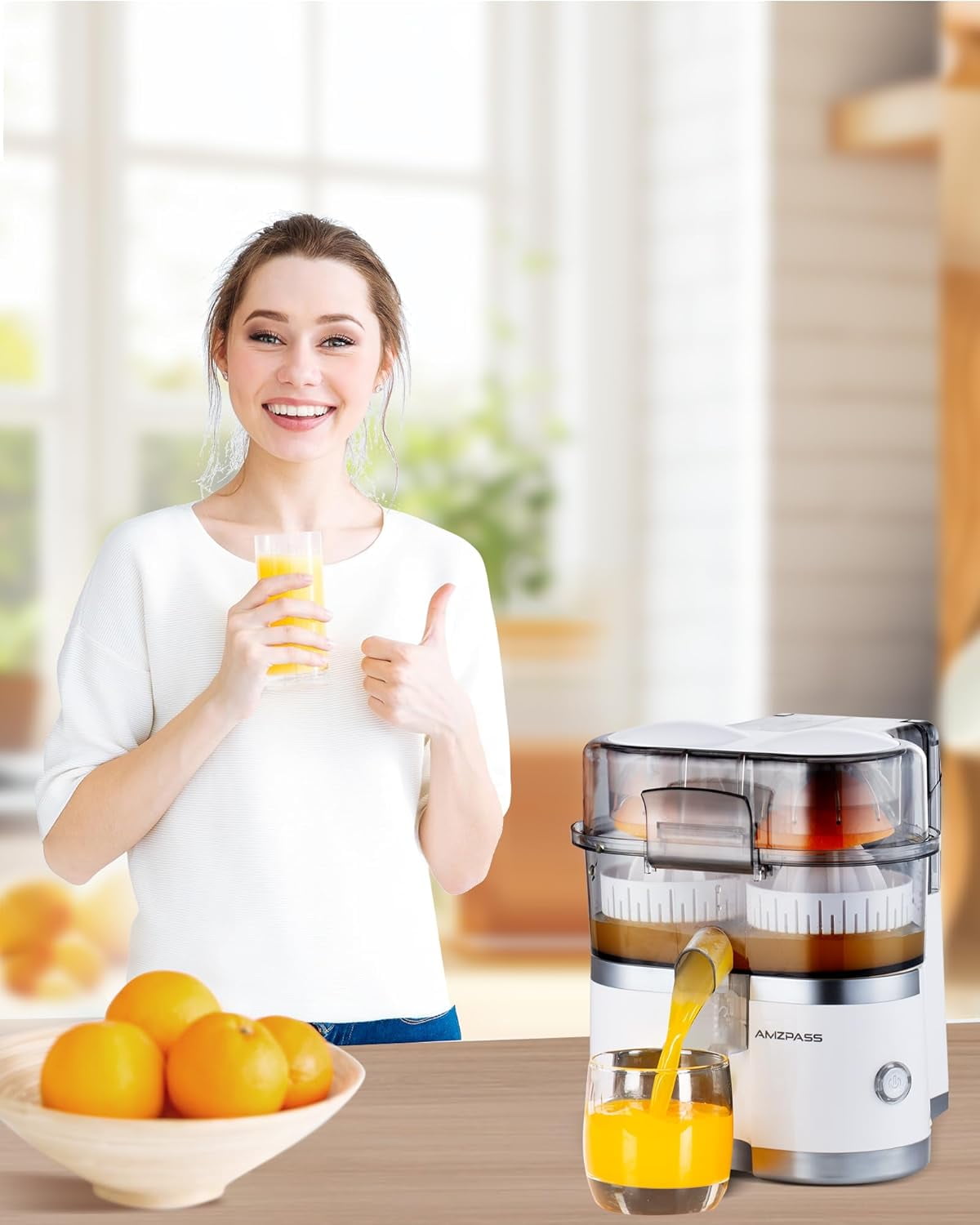 Dual-Head Electric Orange Juicer Squeezer, Citrus Juicer Machines with ...