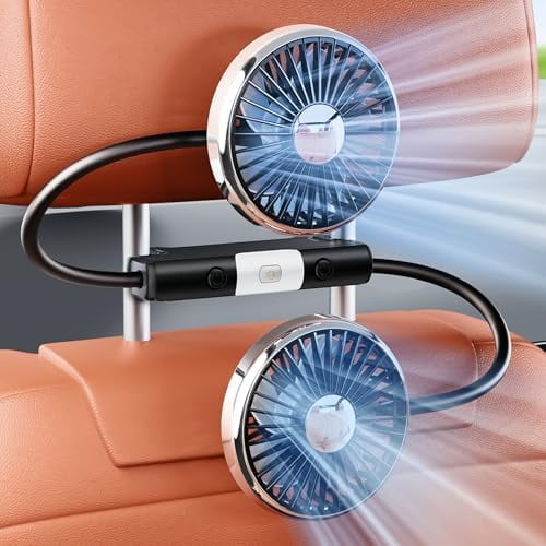 Dual Head Gooseneck Car Cooling Fan for Back Seat Kids/Baby Rear Facing ...