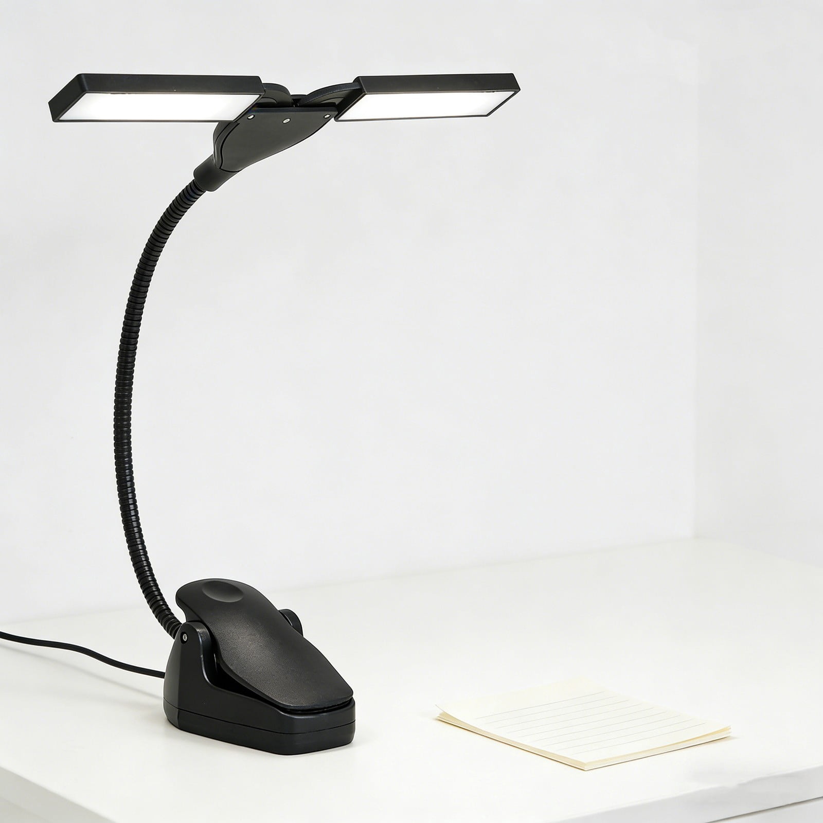 Dual Head LED Music Stand Light, Rechargeable Clip On Lamp, Flexible ...