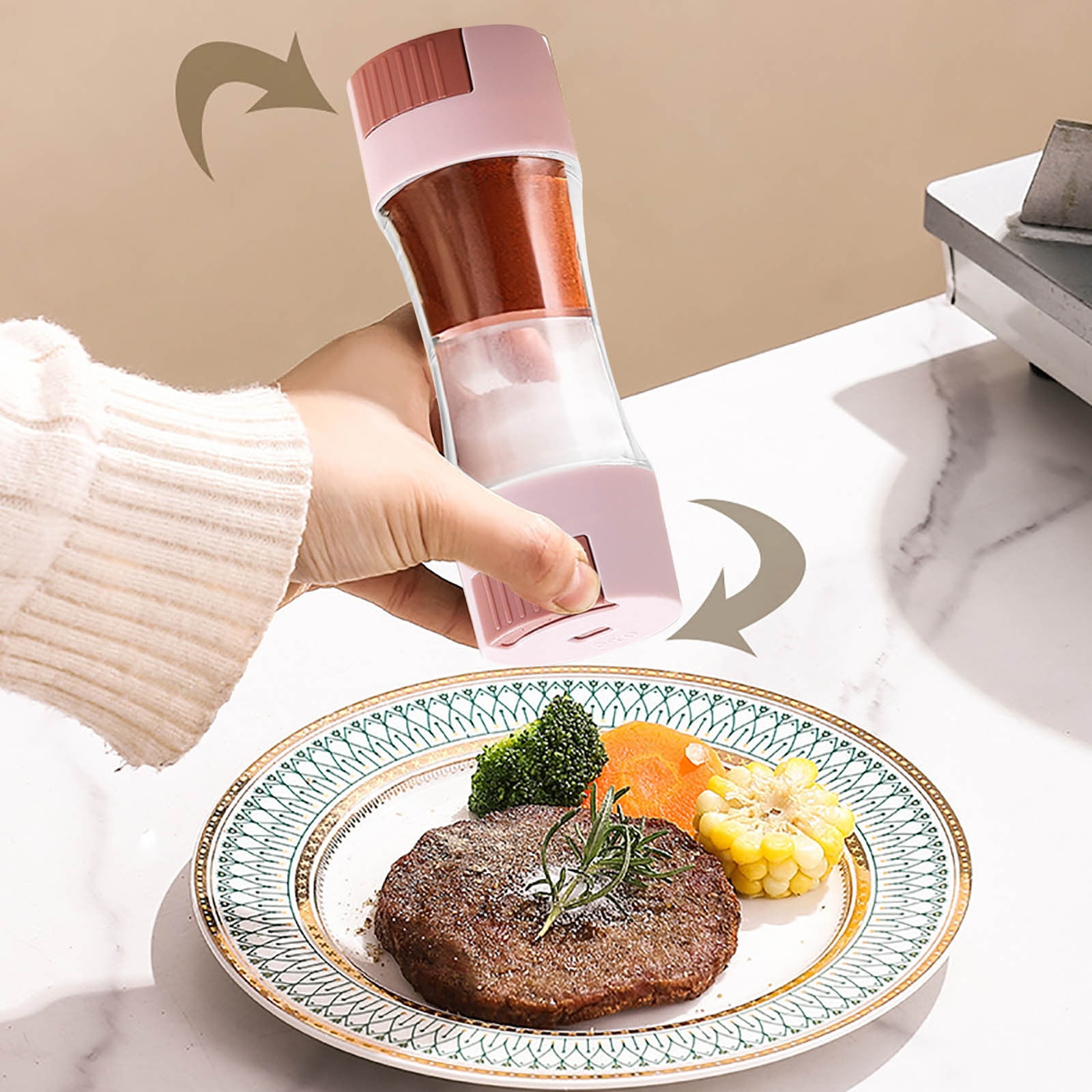 Dual-Head Portable Seasoning Shaker for Kitchen, BBQ, Camping - Compact ...