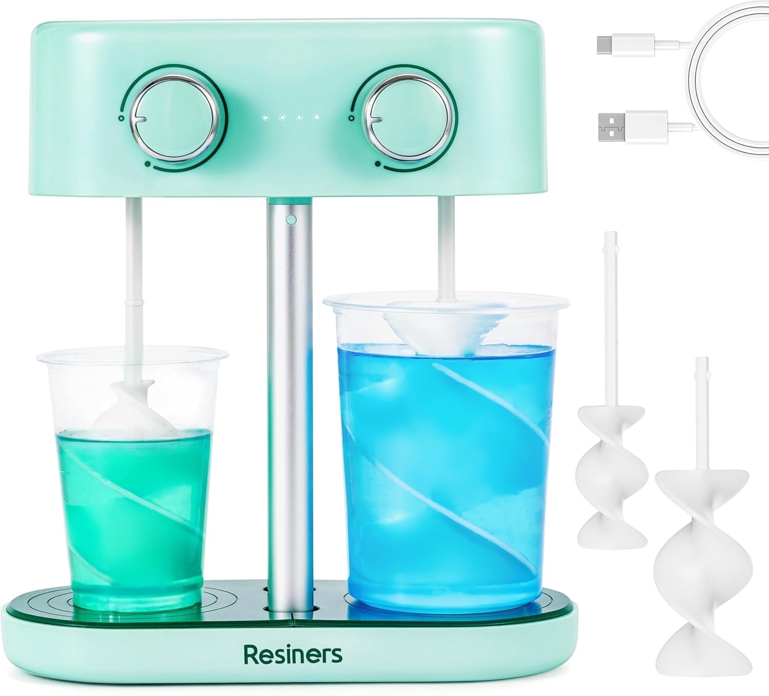 Dual-Head Resin Mixer, Rechargeable Epoxy Mixer, Stepless Speed ...