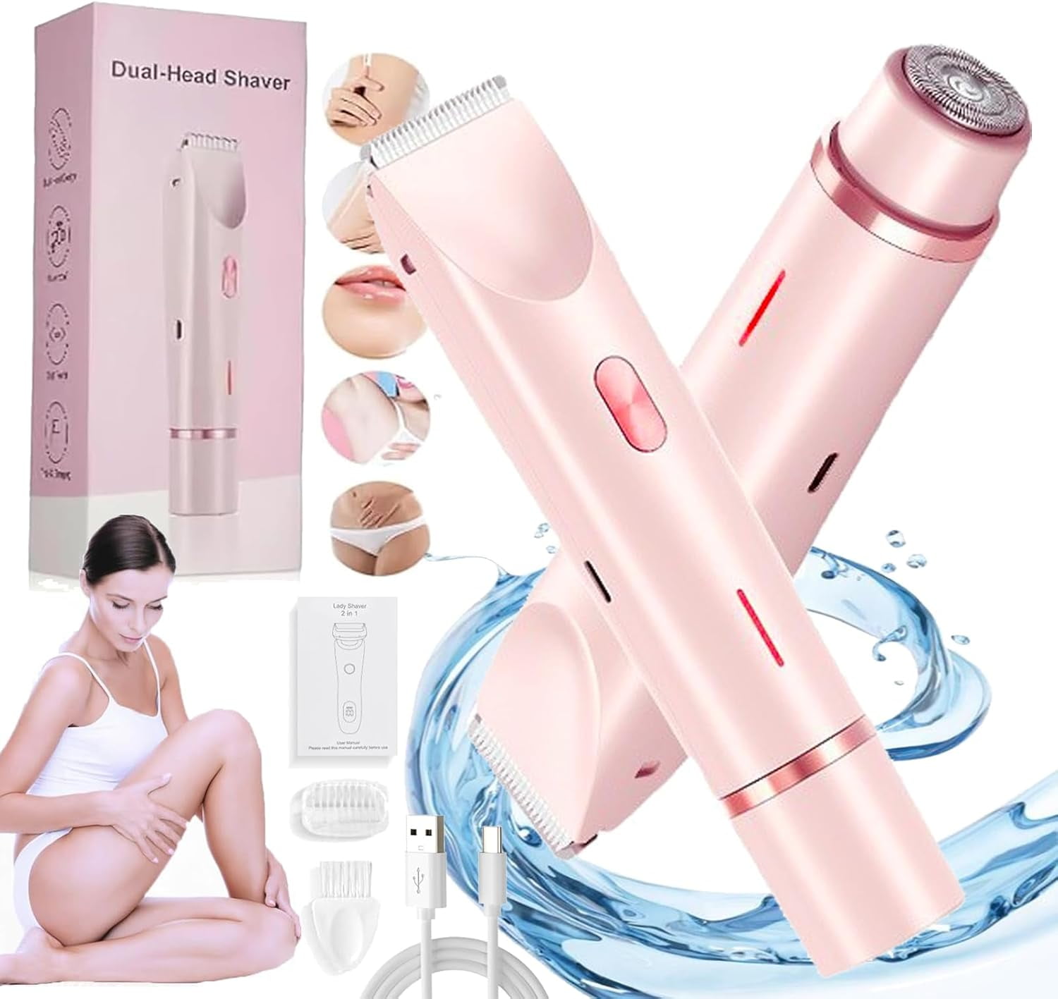 Dual Head Shaver Women, Dual Head Electric Shaver for Women, Shaver for Women Private Area ...