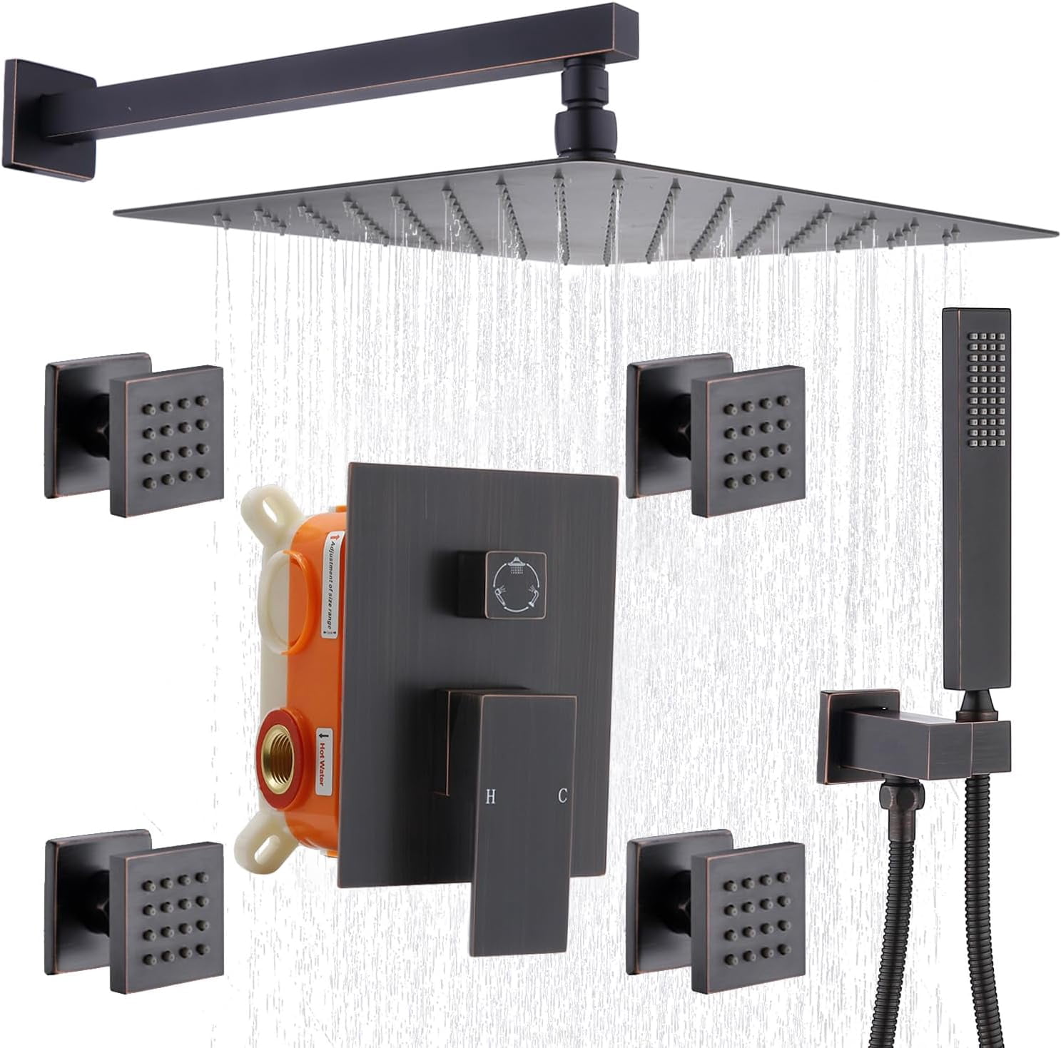 Dual Head Shower System with Body Jets (Eco-Performance) Inch Ceiling ...