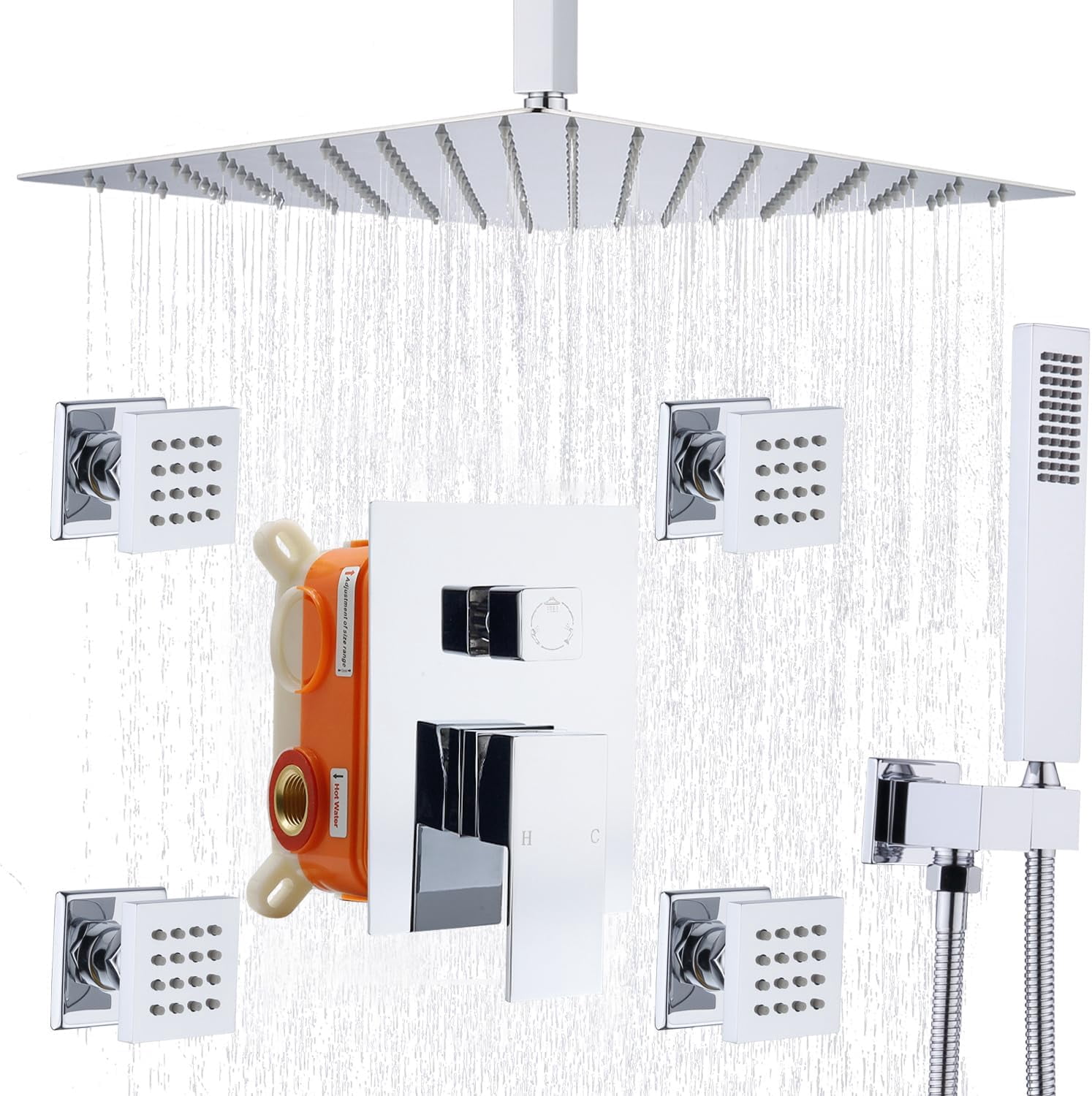 Dual Head Shower System with Body Jets (Eco-Performance) Inch Ceiling ...