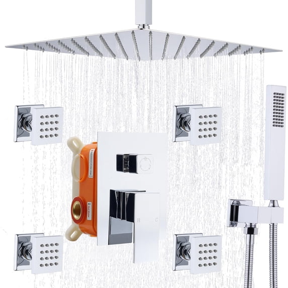 Dual Head Shower System with Body Jets (Eco-Performance) Inch Ceiling ...