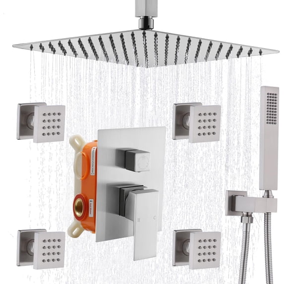 Dual Head Shower System with Body Jets (Eco-Performance) Inch Ceiling ...