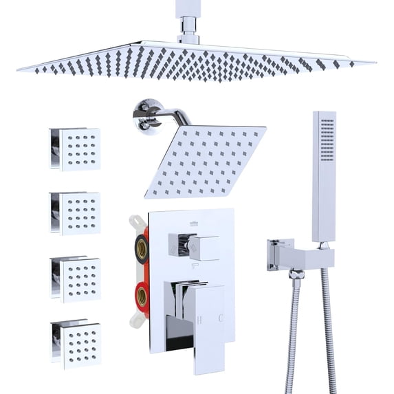 Dual Head Shower System with Body Jets (Eco-Performance) Inch Ceiling ...