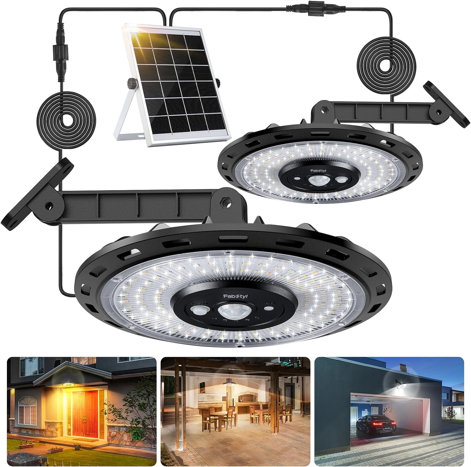 Dual Head Solar Light Indoor Outdoor, 3000LM Solar Shed Lights Daytime ...