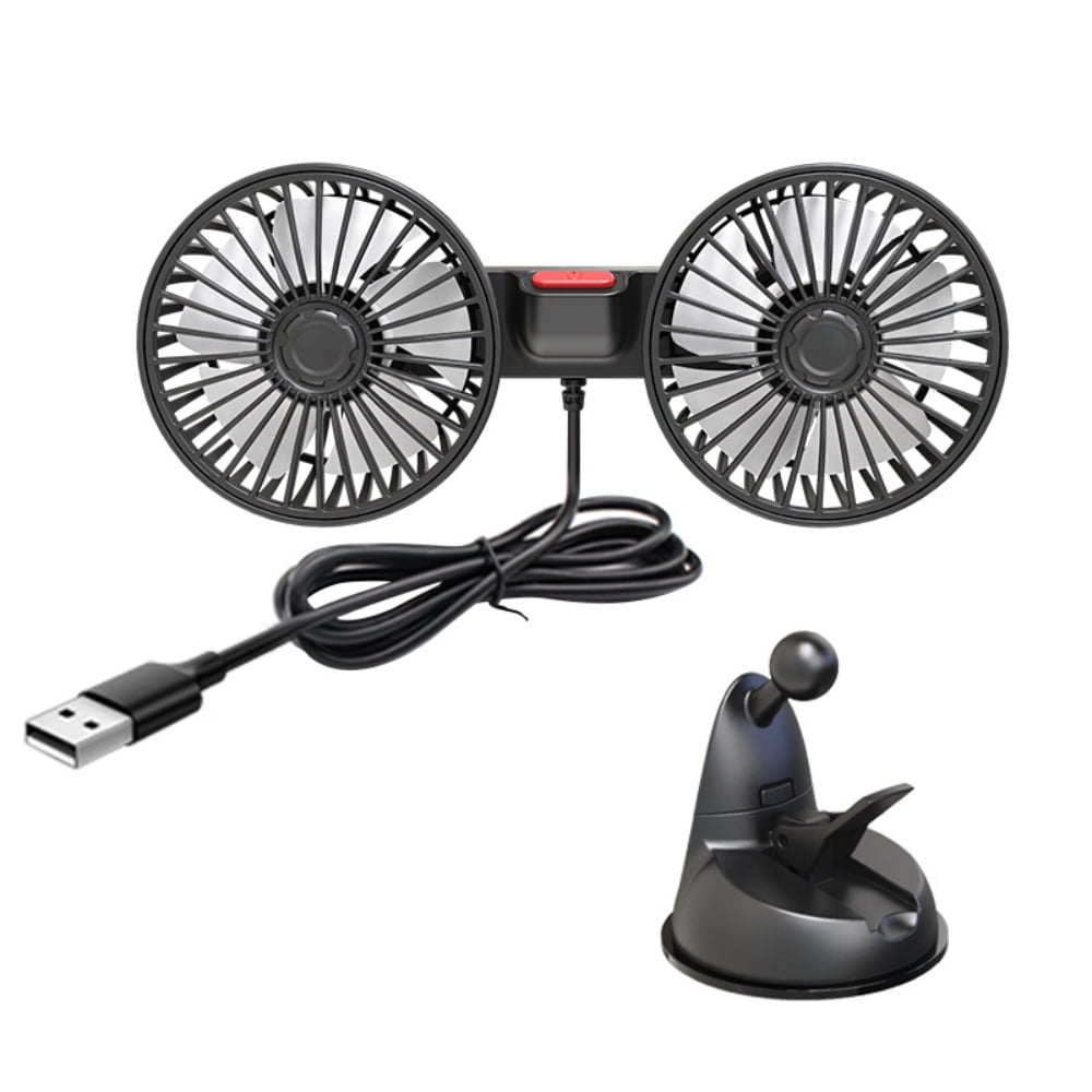 Dual-Head USB Car Fan Rear Seat Cooling Portable USB Blower Adjustable ...