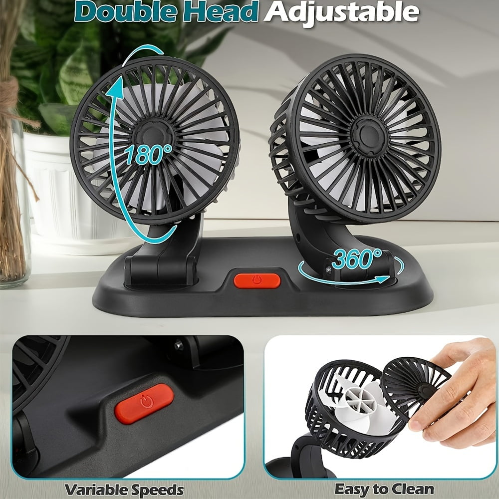 Dual-Headed USB Mini Fan for Car and Home - Stay Cool and Comfortable ...