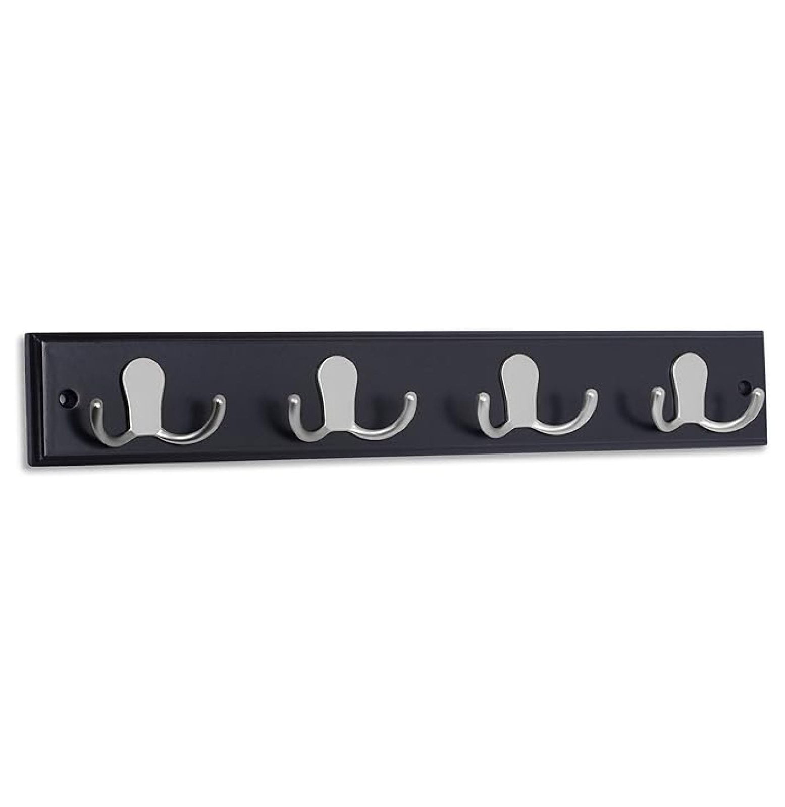 Dual Hook Coat Rack | 4 Dual | Wall Mounted Hat Key Rack Rail | | Black ...