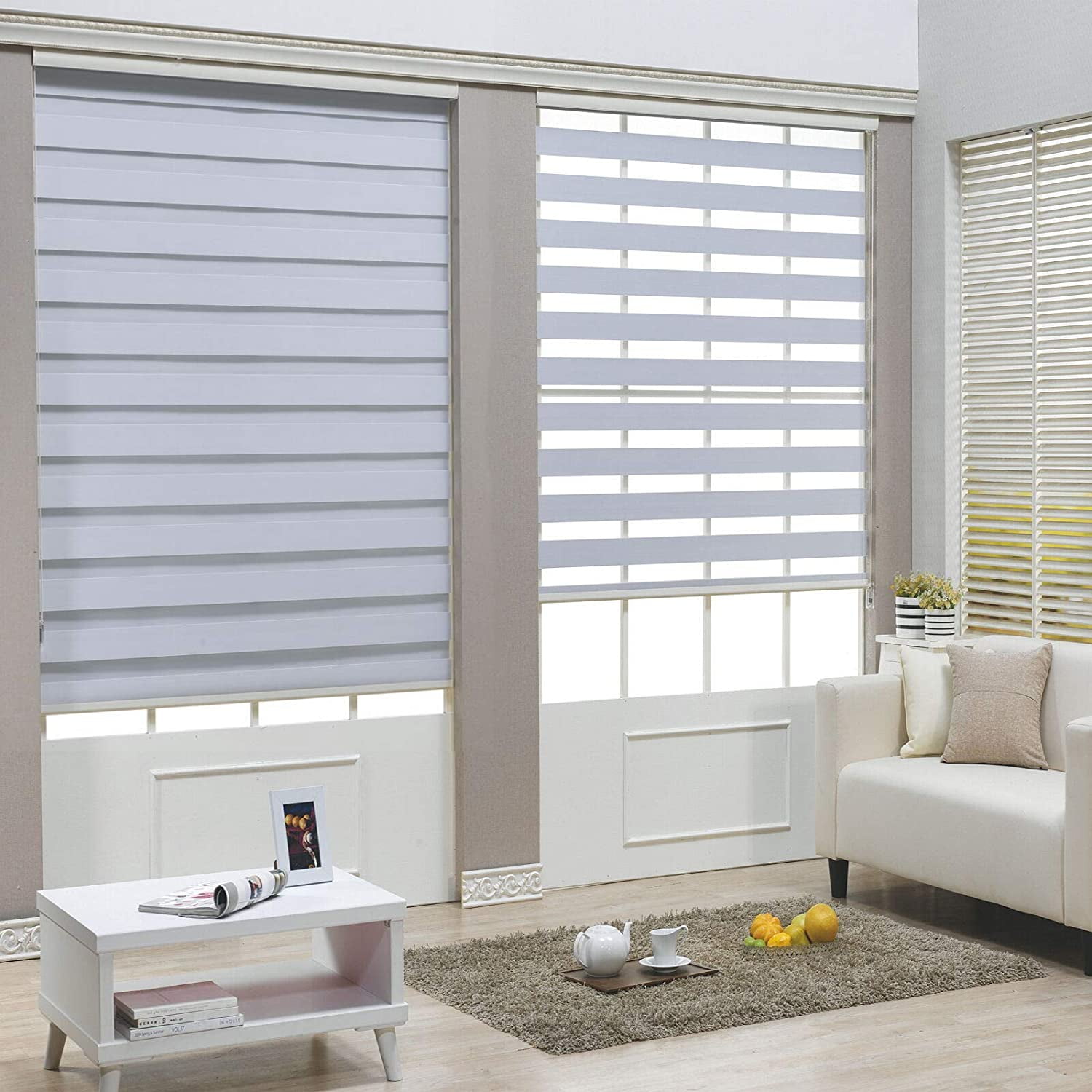 Dual Horizontal Window Blinds Shades [(W)40“ x (H)72”] White, Dual ...