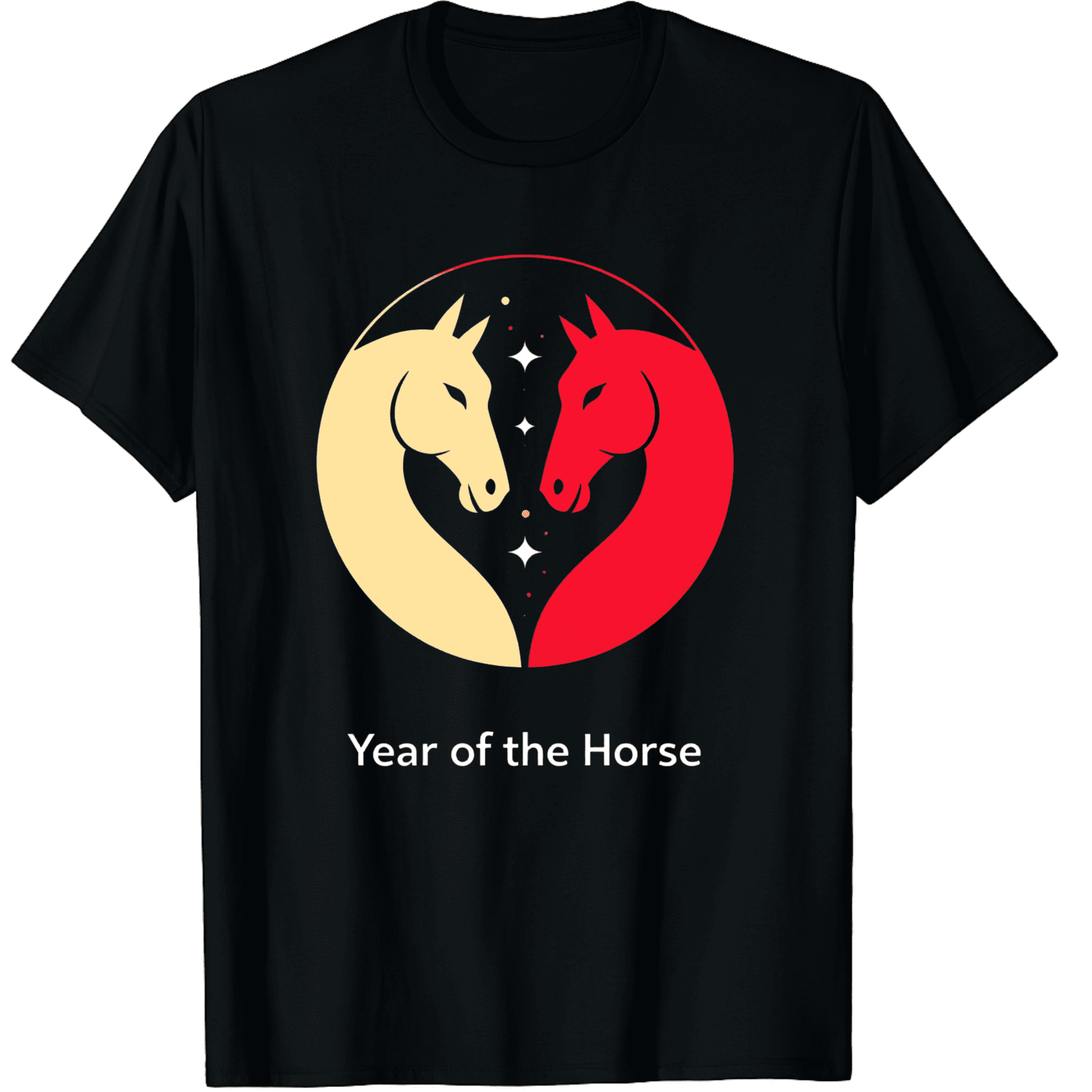 Dual Horse Heads Yin Yang Style Year of the Horse 2026 Graphic T-Shirt ...