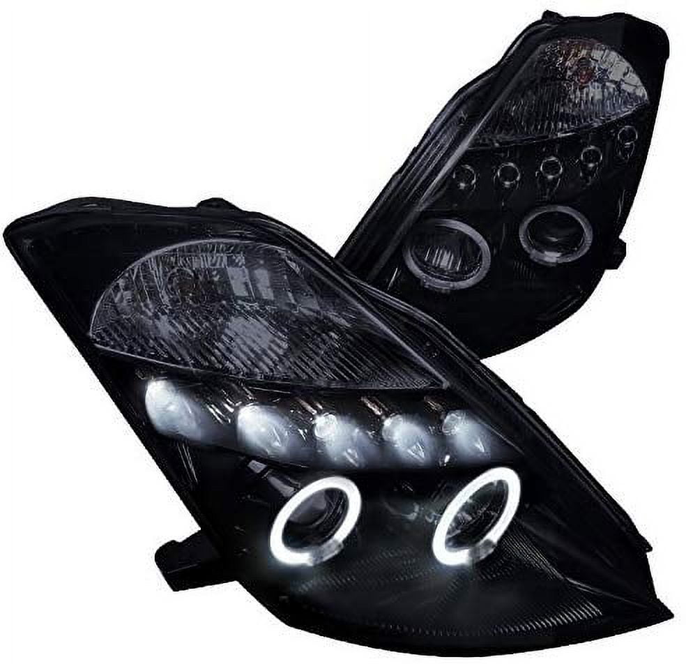 Dual LED Halo Projector Headlight In Gloss Black Housing Smoke Lens ...