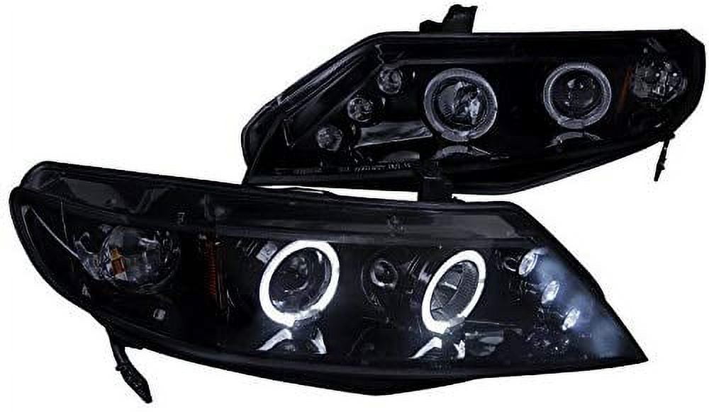 Dual LED Halo Projector Headlight In Gloss Black Housing Smoke Lens ...