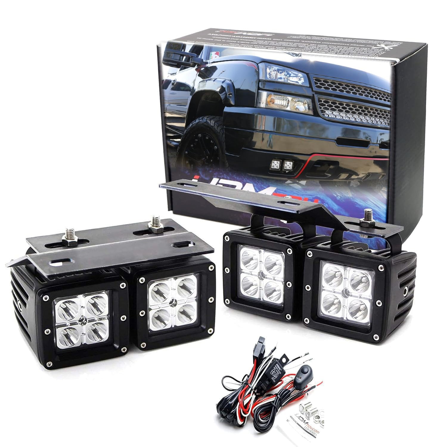 Dual LED Pod Fog Lamps For 02-06 Chevy Avalanche, 03-07 Silverado 2500 ...