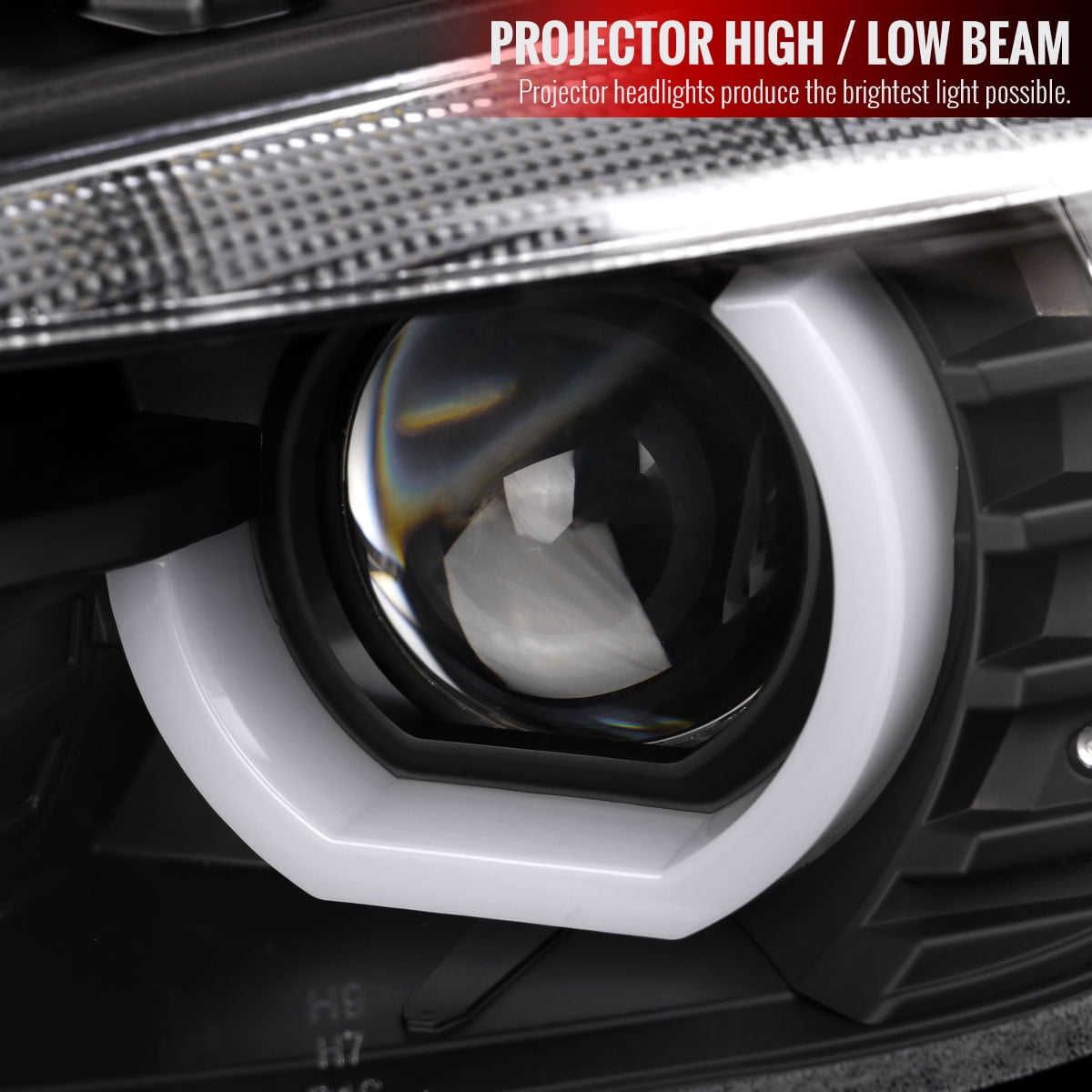 Dual LED U-Bar Projector HID-Compatible Headlights w/ LED Turn Signal ...