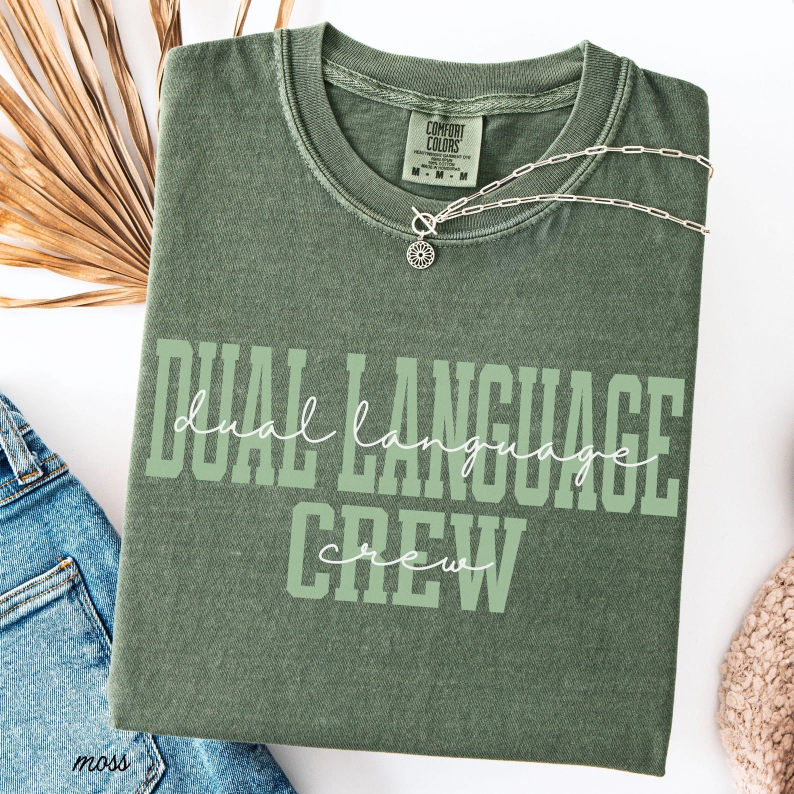 Dual Language Crew Shirt Comfort Colors Dual Language Teacher Shirt ...